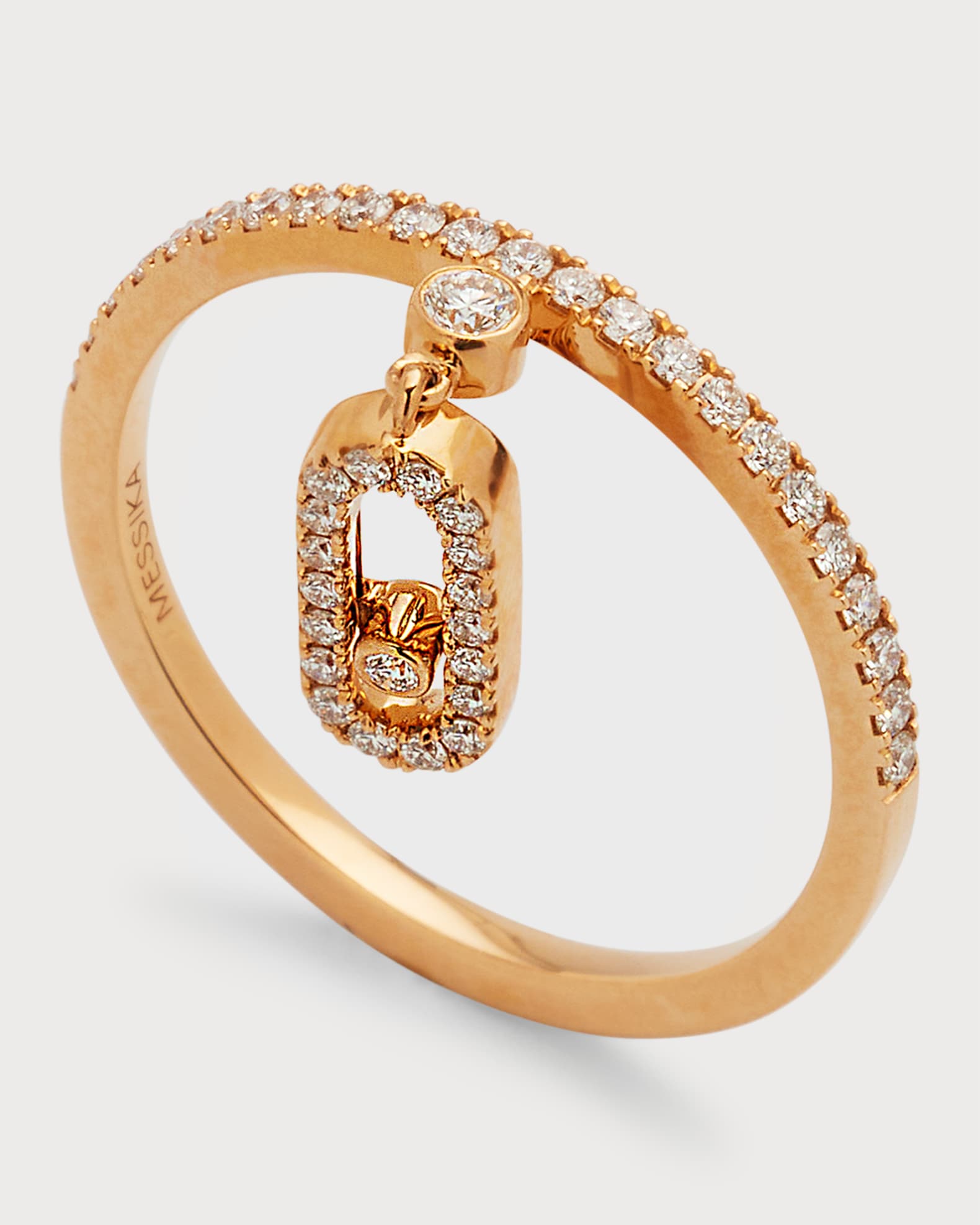 Messika MOVE UNO 18K PINK GOLD PAVE DROP DIAMOND RING | Neiman Marcus