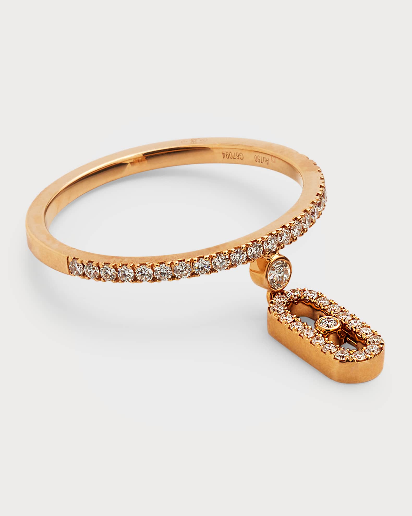 Messika MOVE UNO 18K PINK GOLD PAVE DROP DIAMOND RING | Neiman Marcus