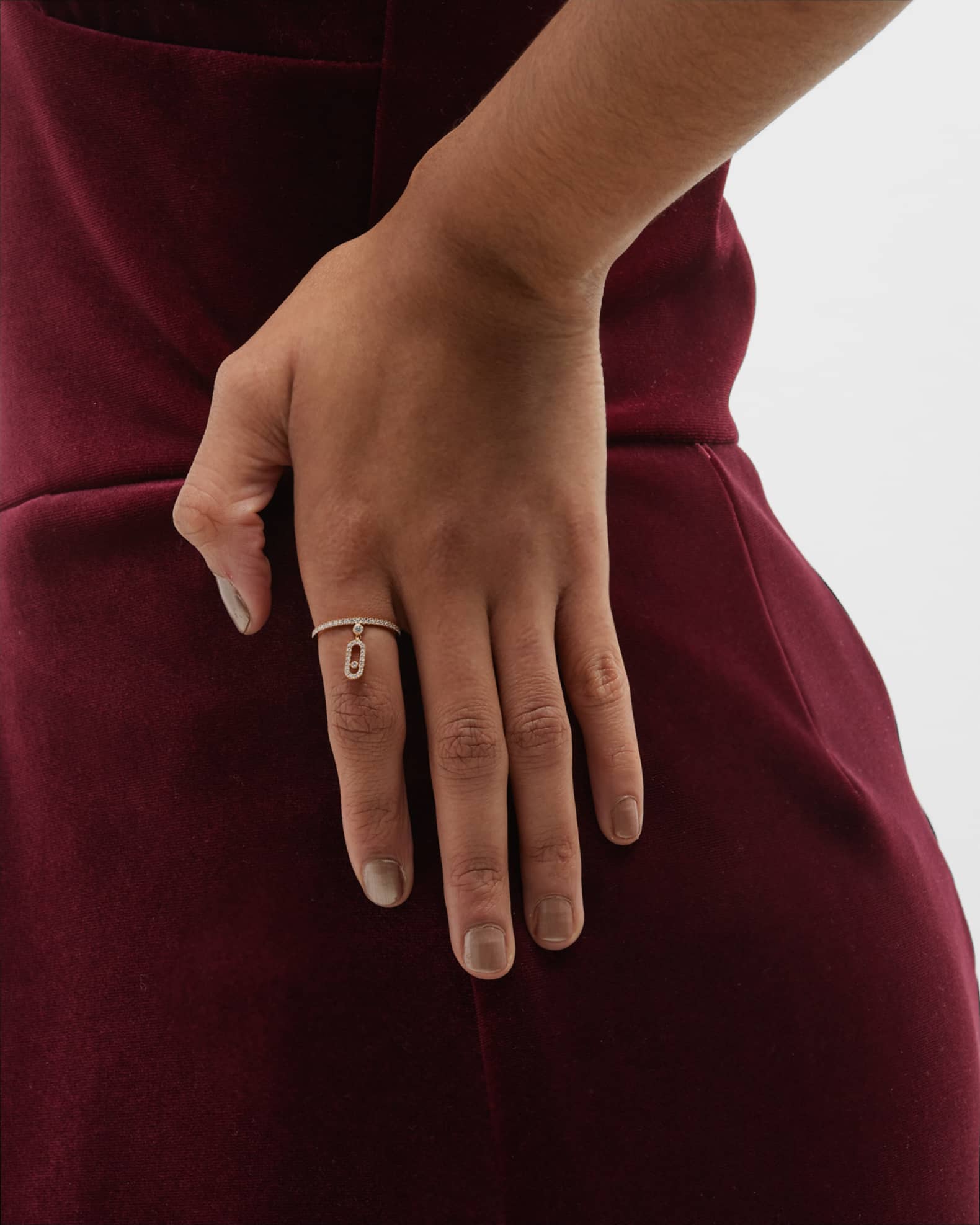 Messika MOVE UNO 18K PINK GOLD PAVE DROP DIAMOND RING | Neiman Marcus