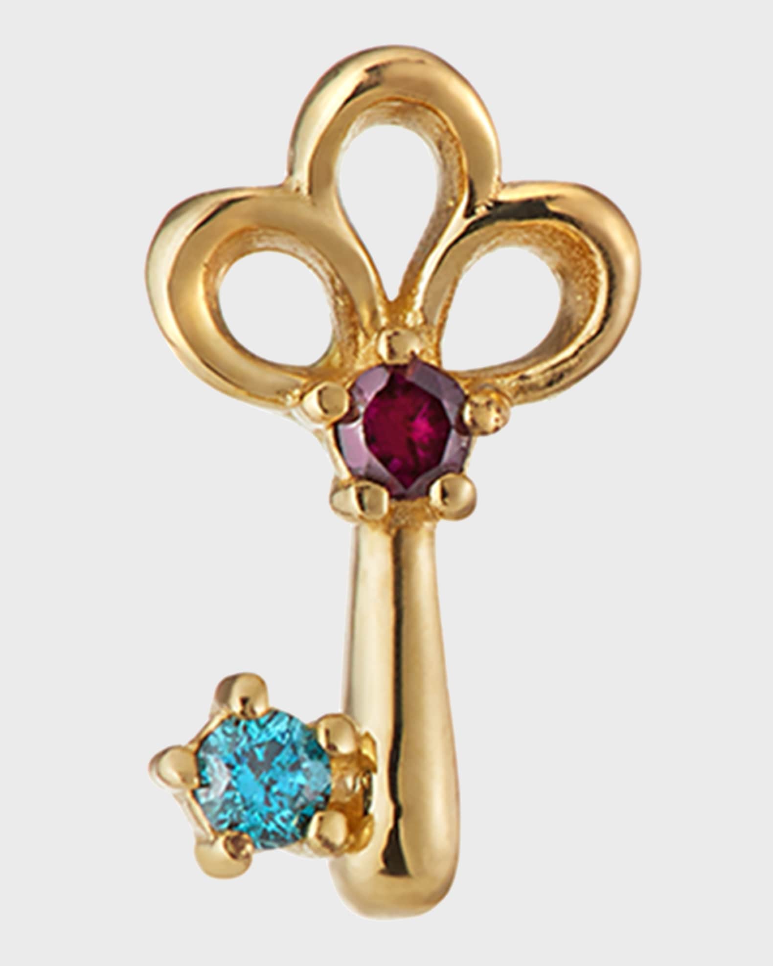 Stevie Wren Misfit 14k Blue & Purple Diamond Key Earring, Single ...