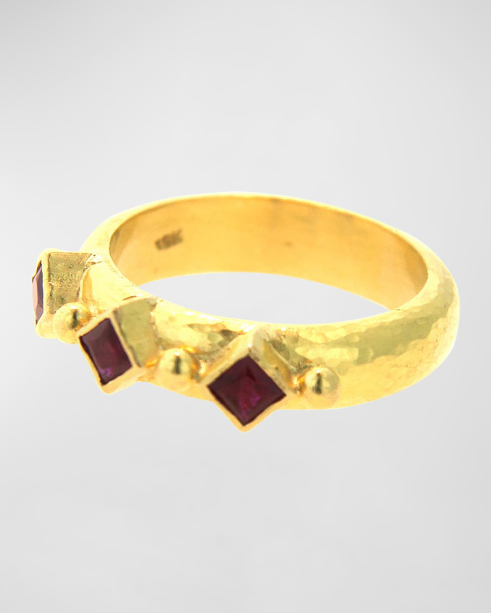 Elizabeth Locke 19K Gold Triple Ruby Ring | Neiman Marcus