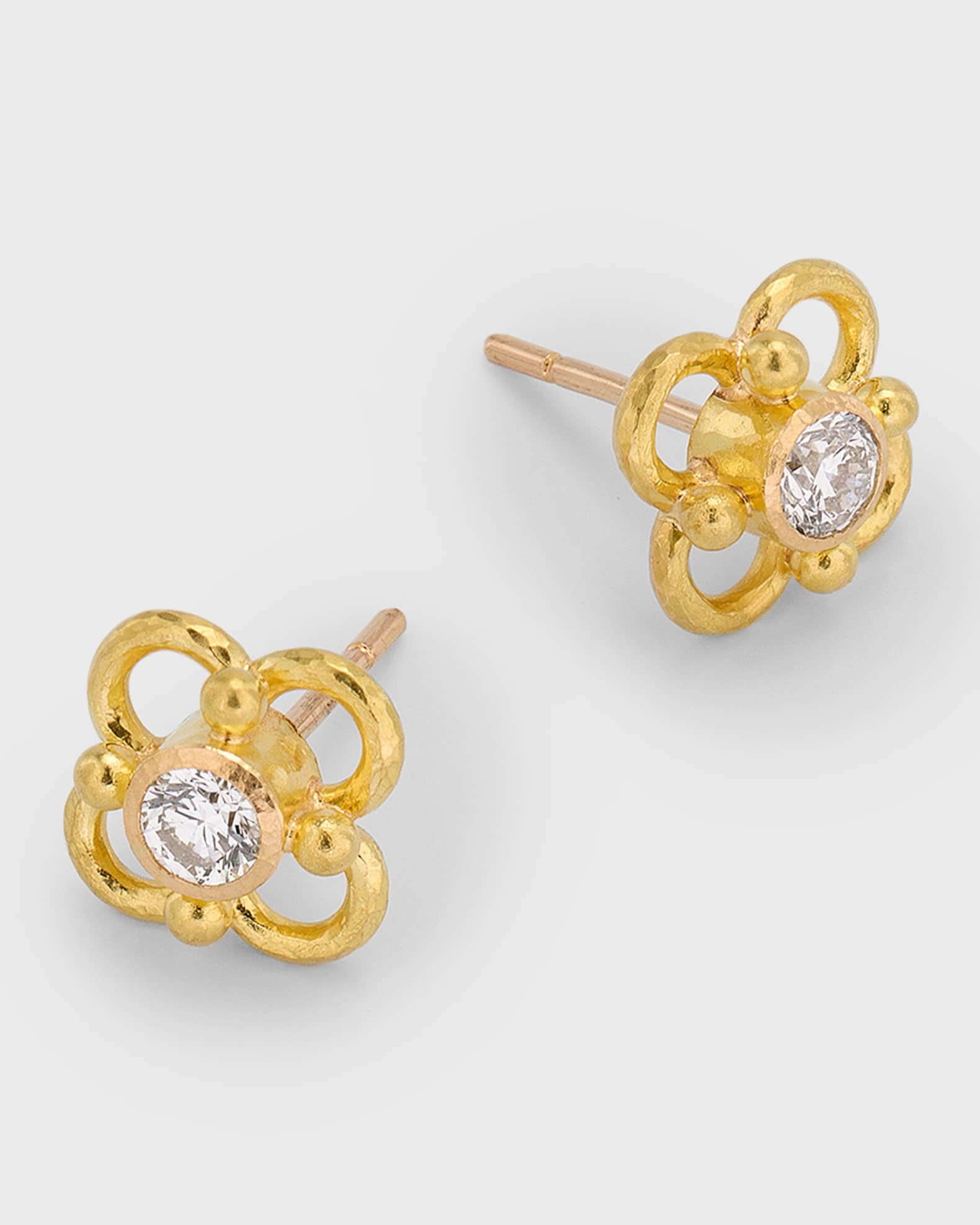 Elizabeth Locke 19K Round 4mm Diamond Stud Earrings with Wire Arches ...