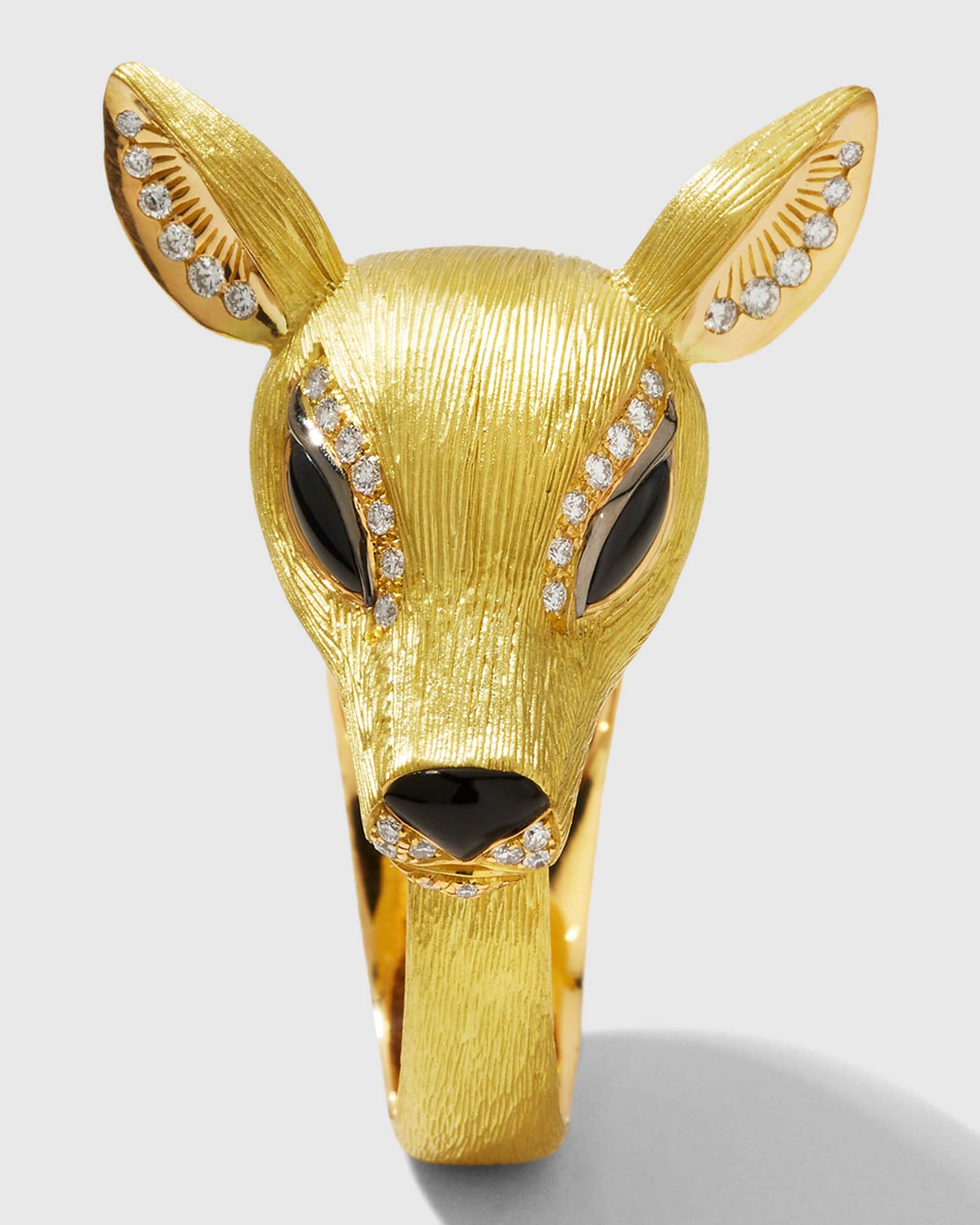 Boucheron Nora the Doe 18K Yellow Gold Onyx, Sapphire, Diamond Ring ...