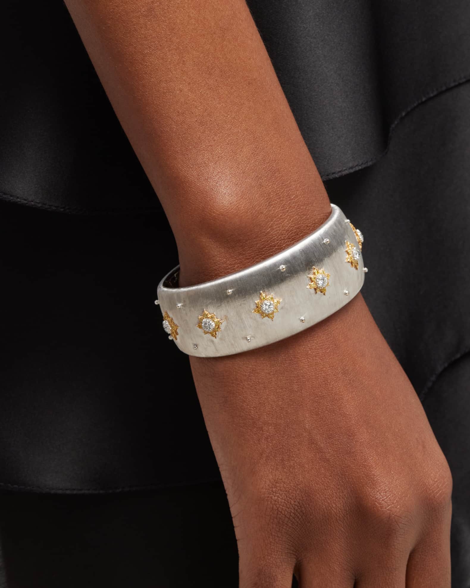 Buccellati Macri Giglio 18K Gold 7-Diamond Cuff | Neiman Marcus
