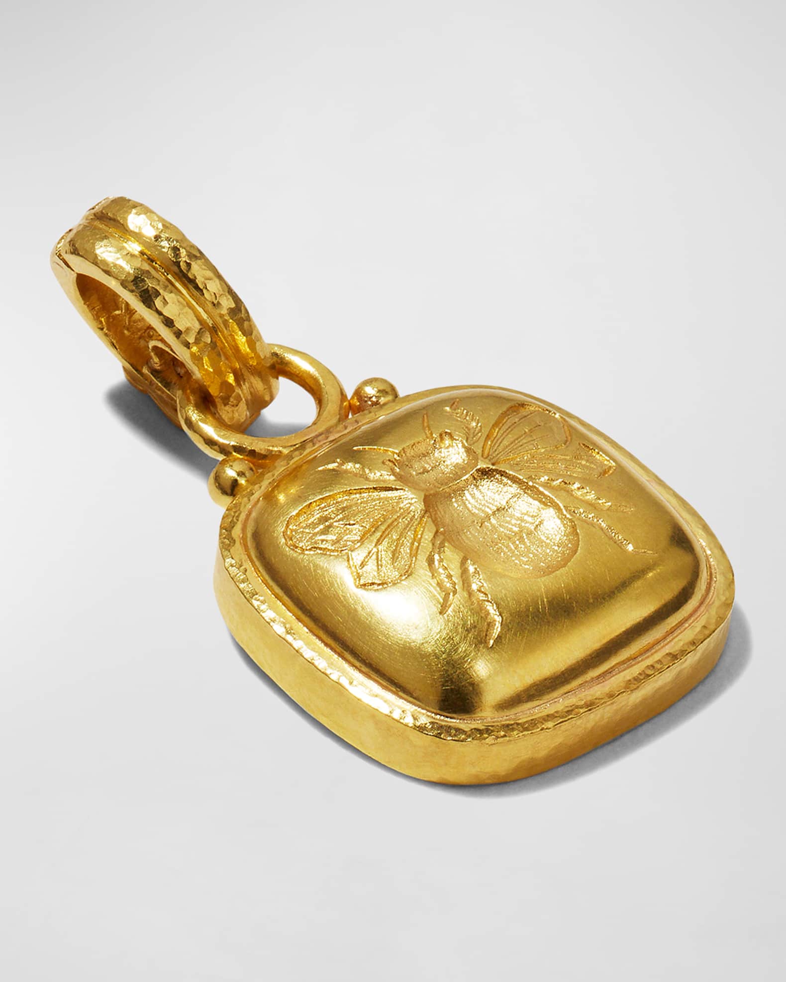 Elizabeth Locke 19K Cushion Gold Bee Pendant | Neiman Marcus