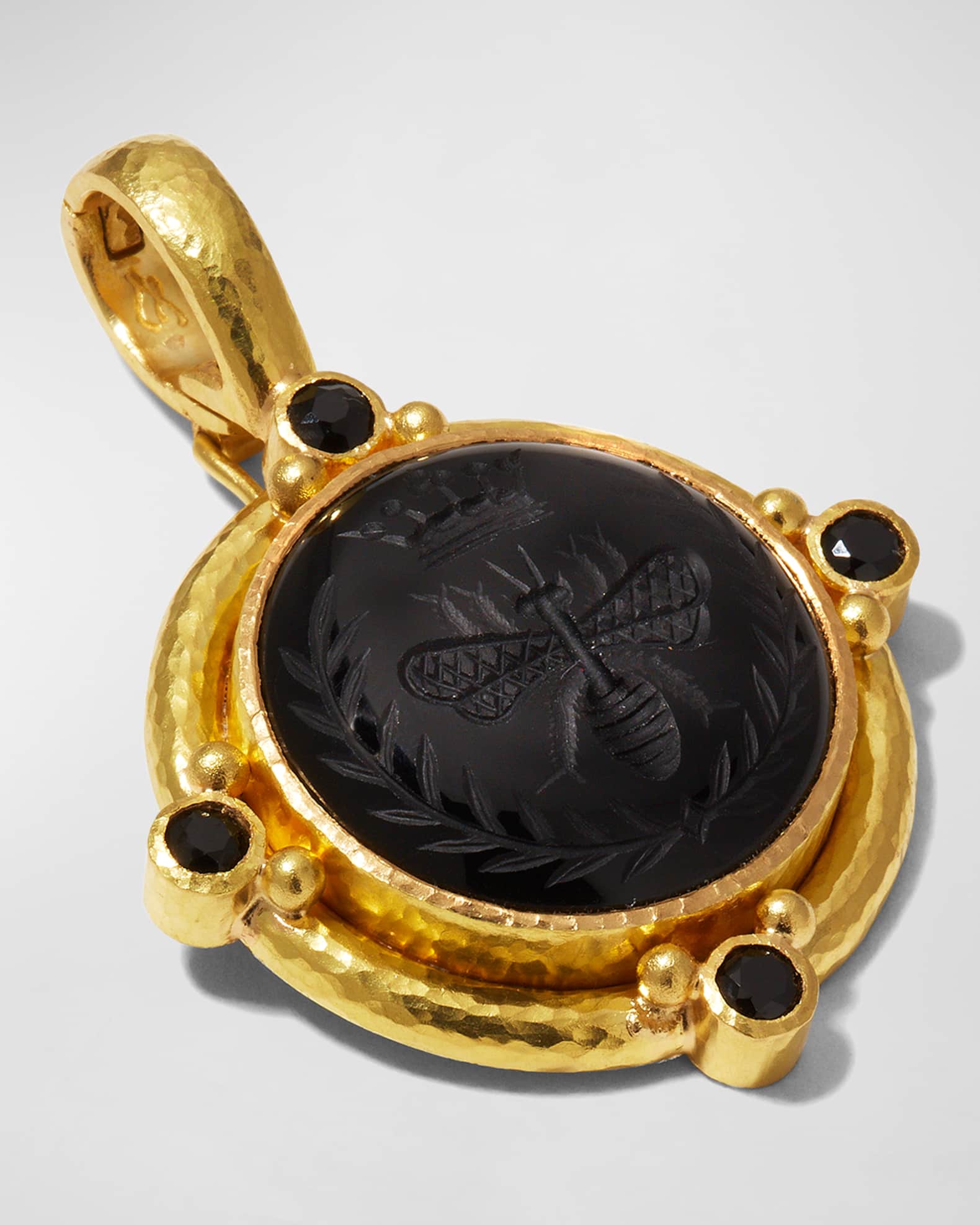 Elizabeth Locke 19K Queen Bee Carved Onyx Pendant | Neiman Marcus