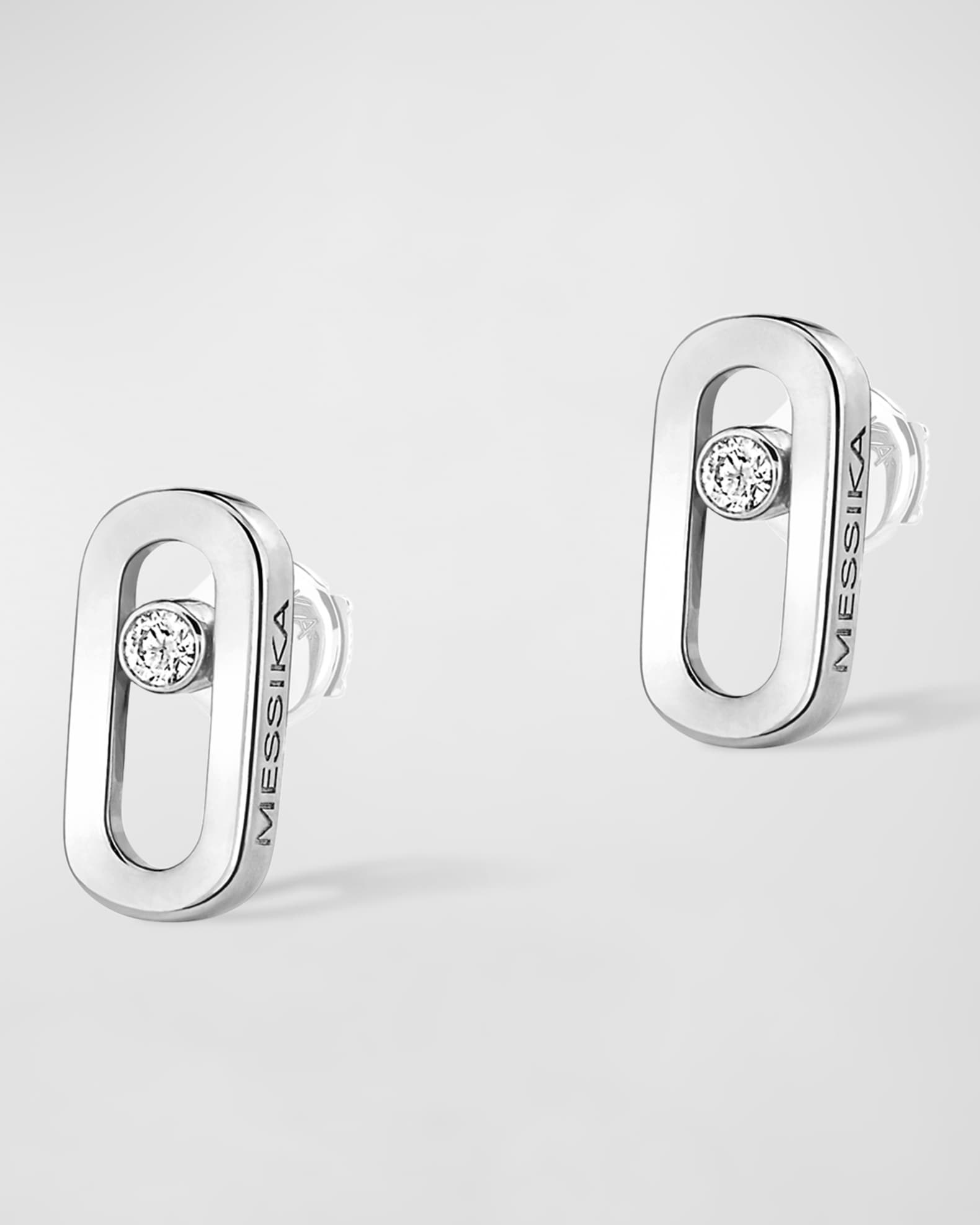 Messika Move Uno 18K White Gold Stud Earrings | Neiman Marcus