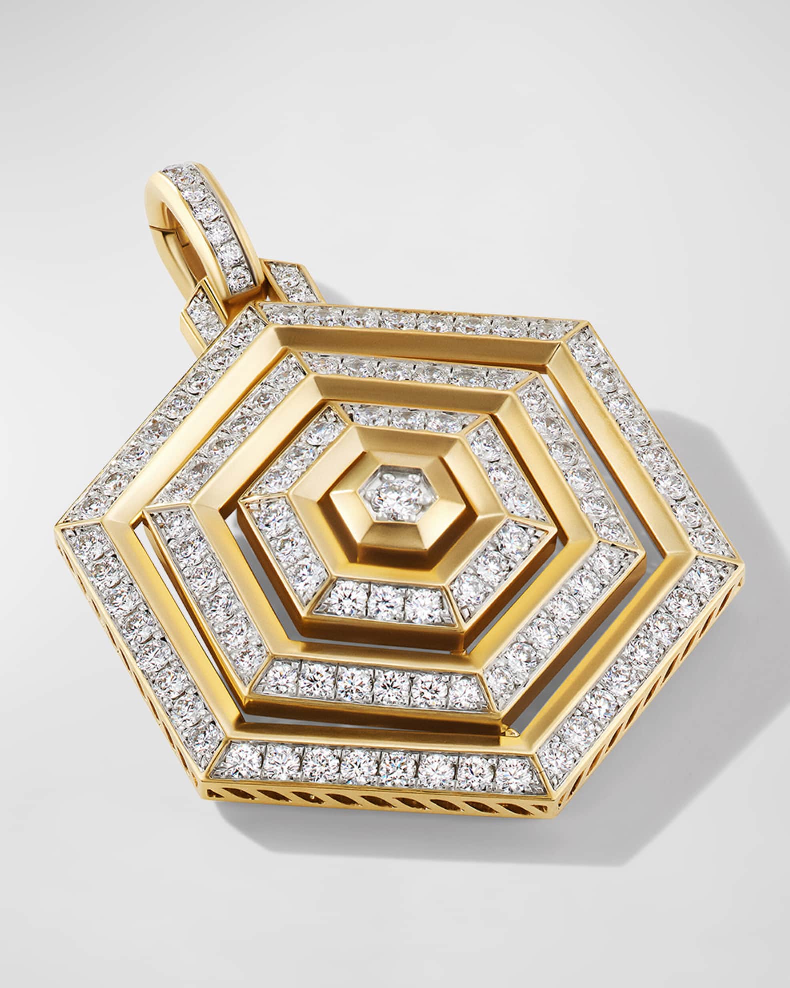 David Yurman Carlyle Pendant with Diamonds in 18K Gold, 44.5mm | Neiman ...