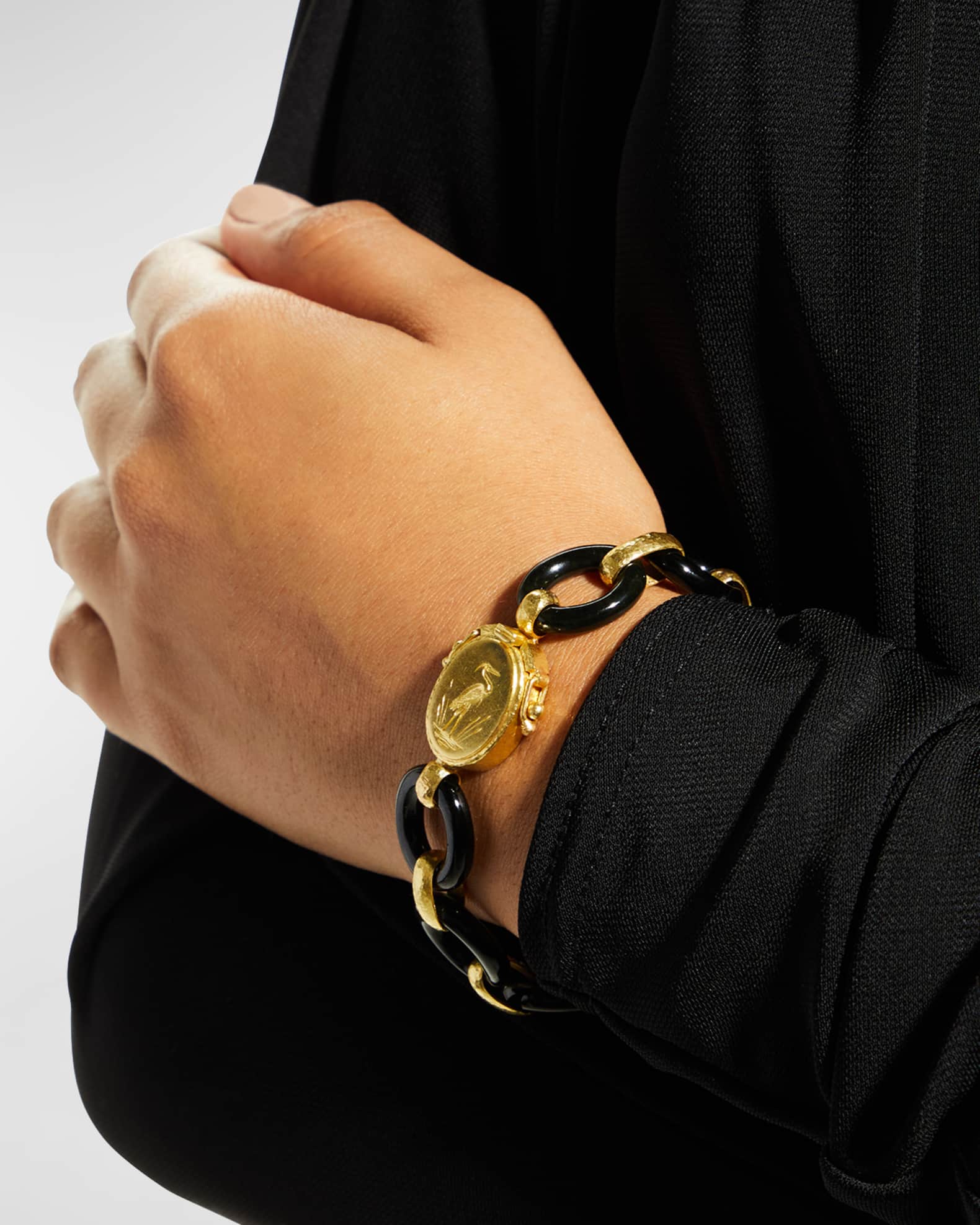 Elizabeth Locke 19K Gold and Black Jade Bracelet | Neiman Marcus