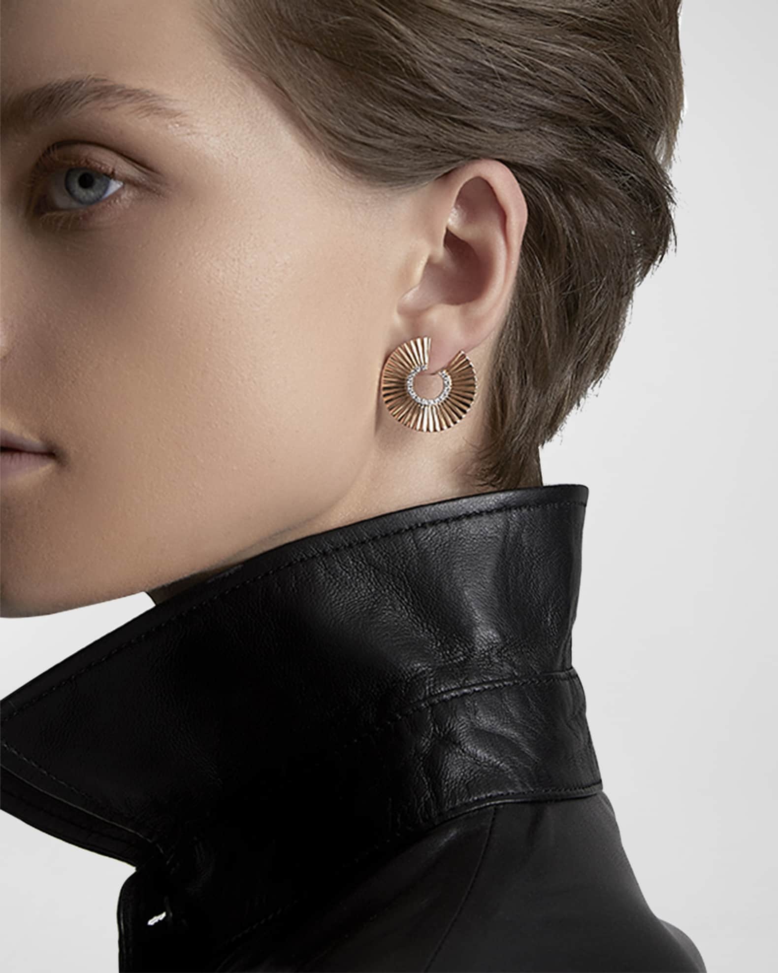 Walters Faith Clive Rose Gold Fluted Front-Facing Hoop Earrings with ...