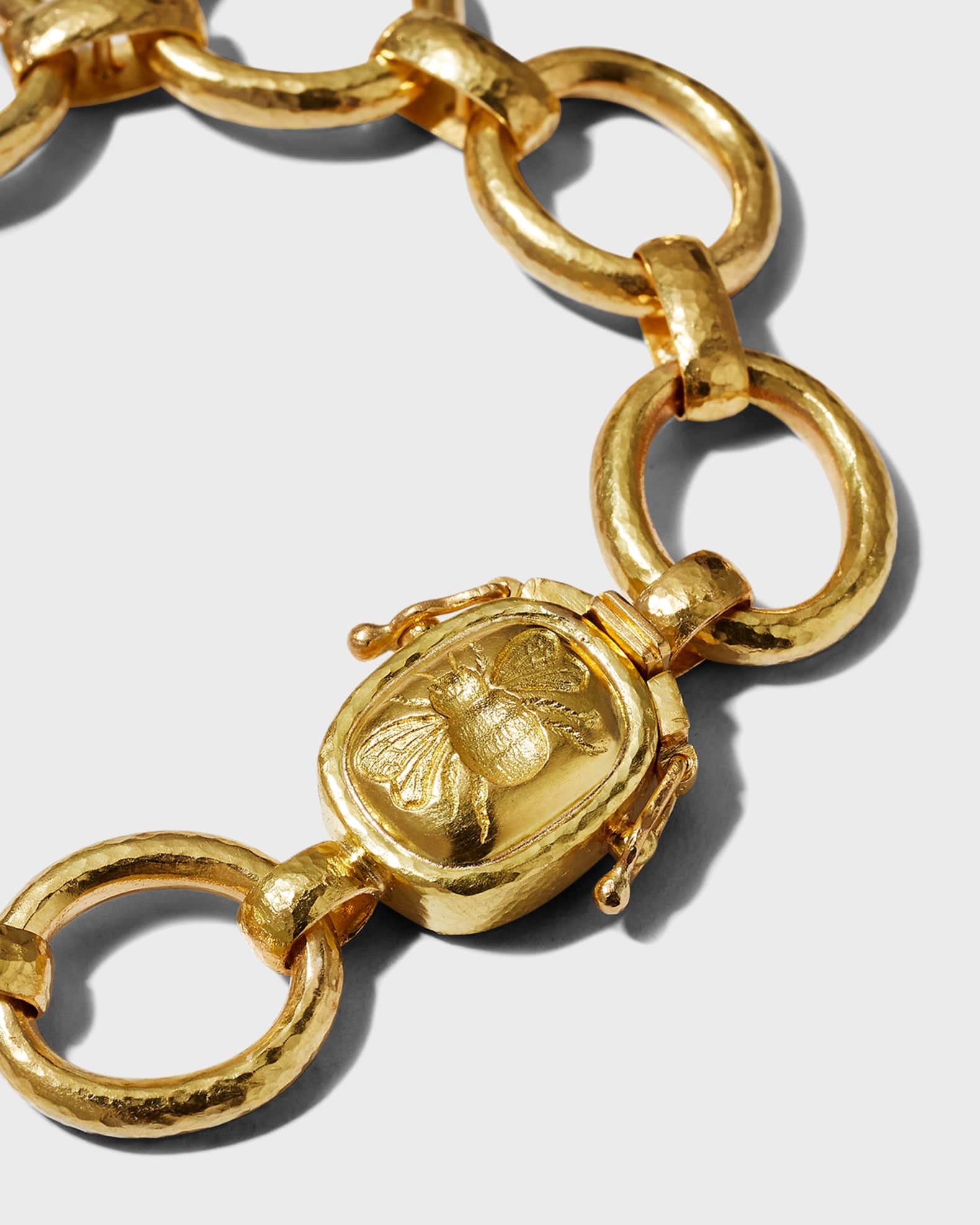 Elizabeth Locke 19k Gold Link Bracelet with Fat Bee Clasp | Neiman Marcus