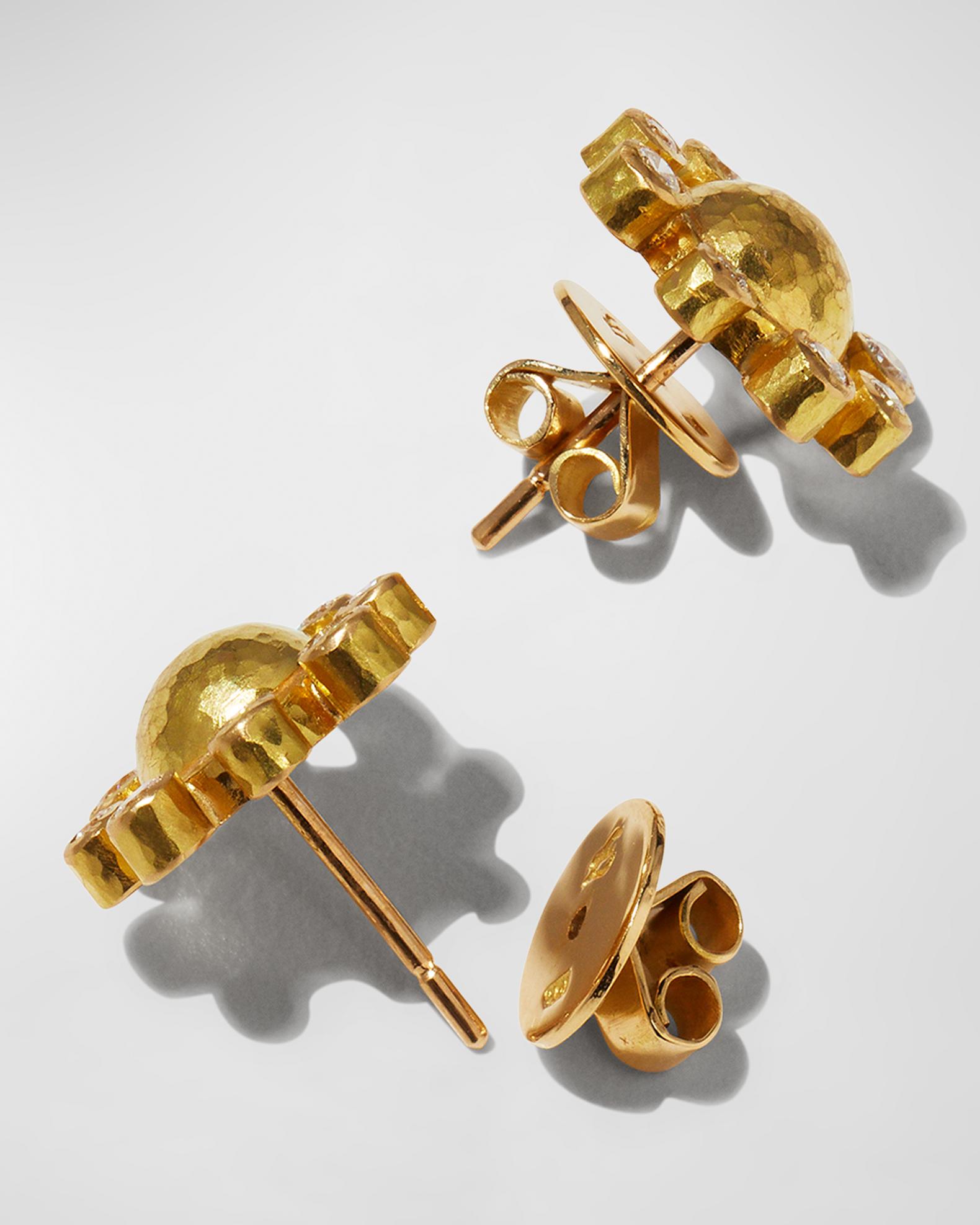 Elizabeth Locke 19K Gold Diamond Detailed Dome Earrings | Neiman Marcus
