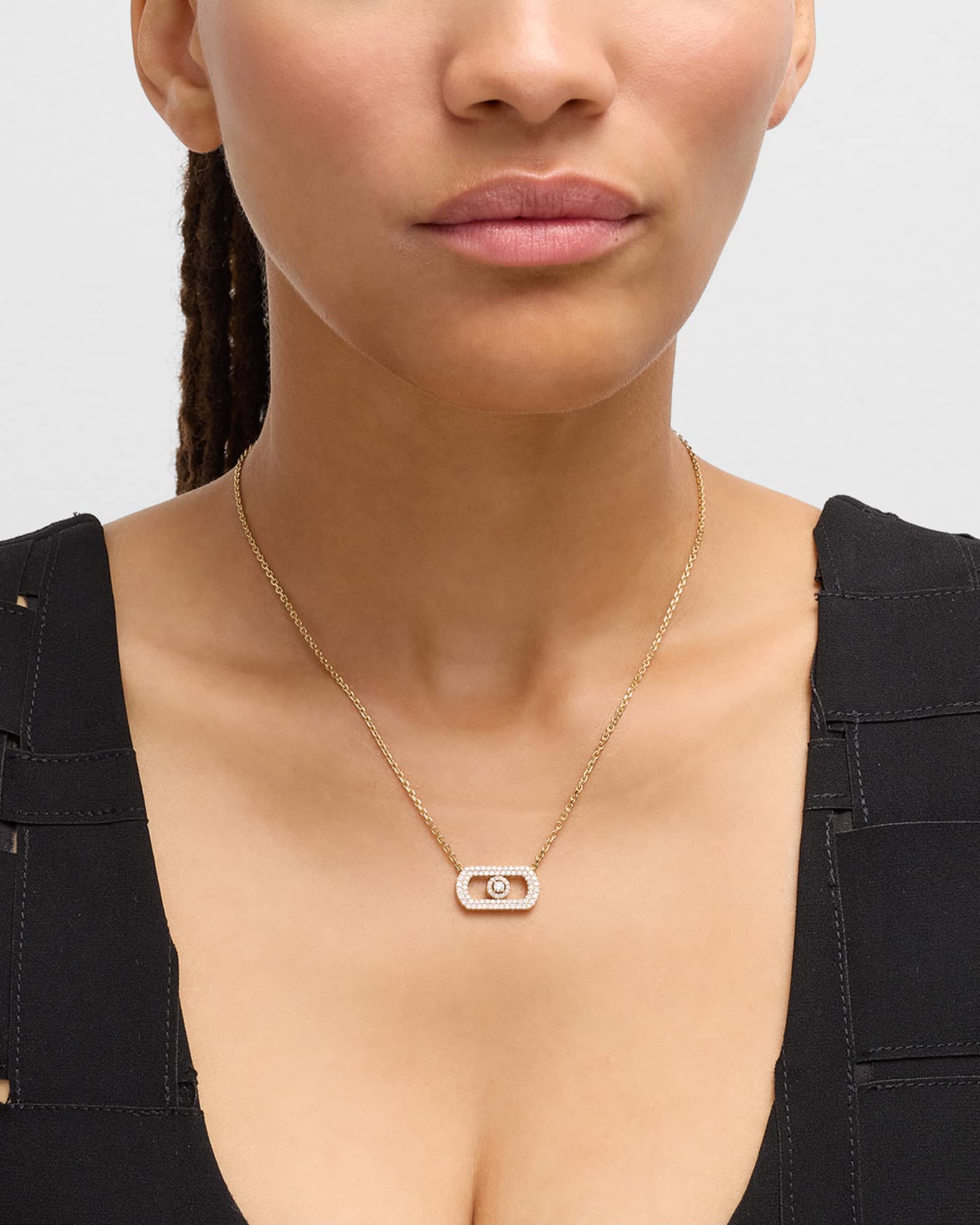 Messika SO MOVE 18K YELLOW GOLD DIAMOND PAVE PENDANT NECKLACE | Neiman Marcus