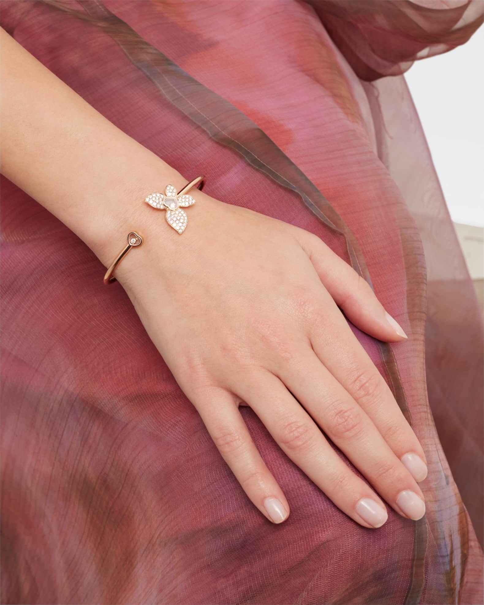 Chopard Happy Butterfly 18K Rose Gold Diamond Bracelet | Neiman Marcus