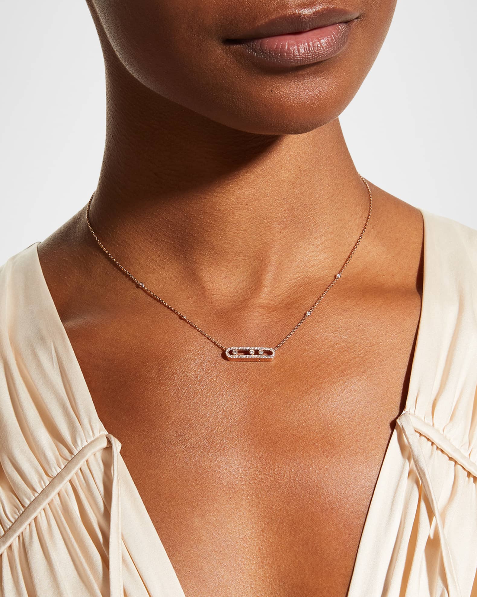 Messika Baby Move Diamond Necklace in 18K White Gold | Neiman Marcus