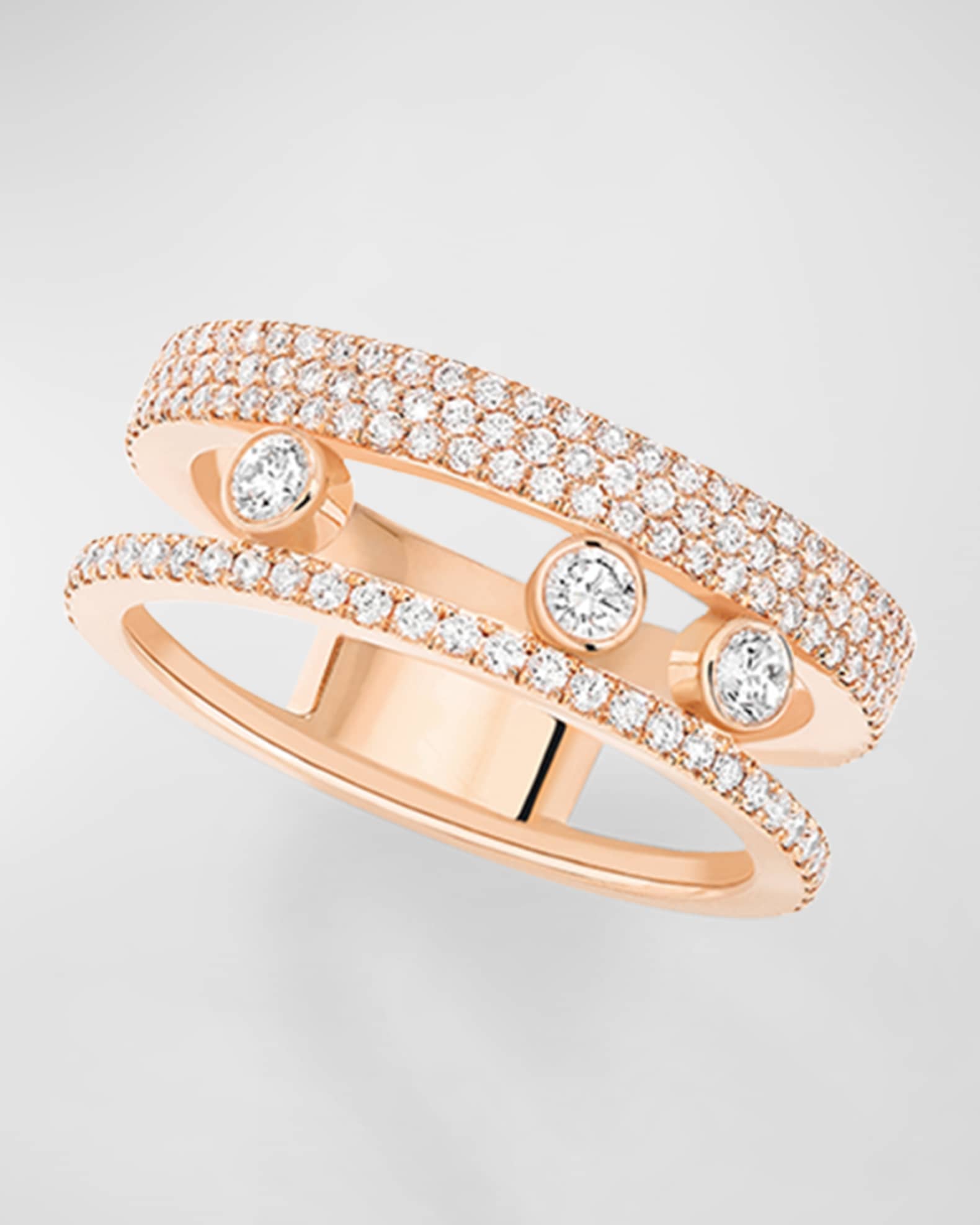Messika Move Romane 18K Pink Gold Pavé Diamond Ring | Neiman Marcus