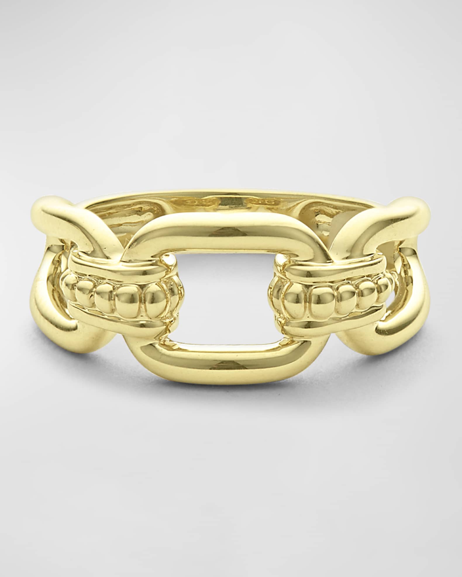 LAGOS 18K Gold Caviar Beaded and Fluted Oval Link Ring, Size 7 | Neiman ...