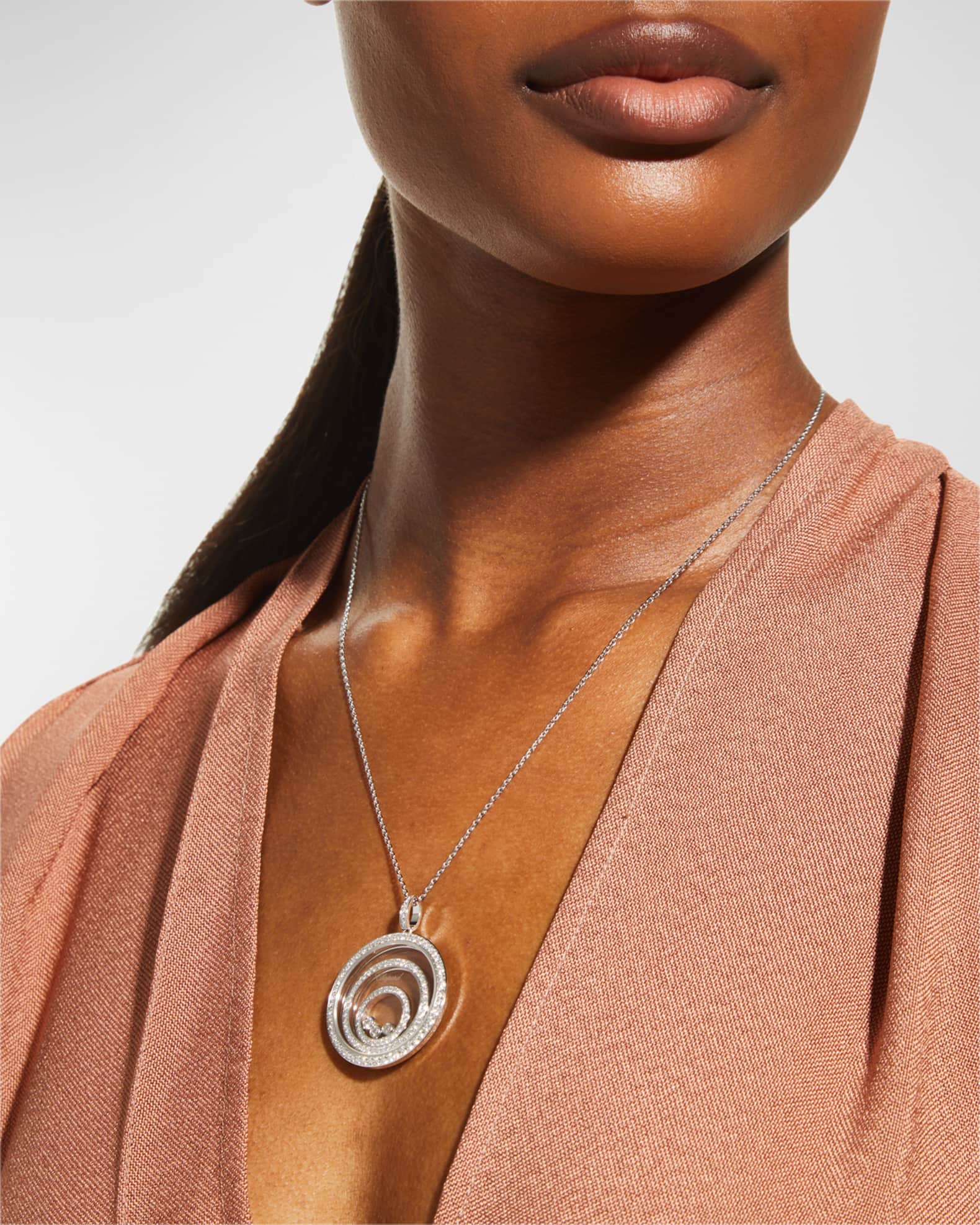 Chopard Happy Spirit 18K White Gold Diamond Large Pendant Necklace ...