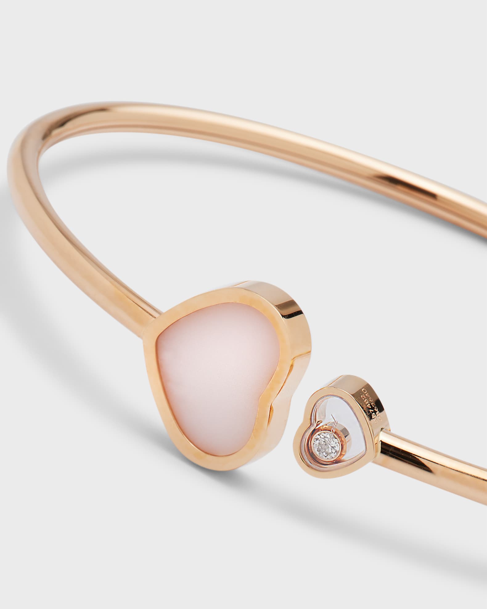Chopard Happy Hearts 18K Rose Gold Pink Opal & Diamond Bracelet, Size ...