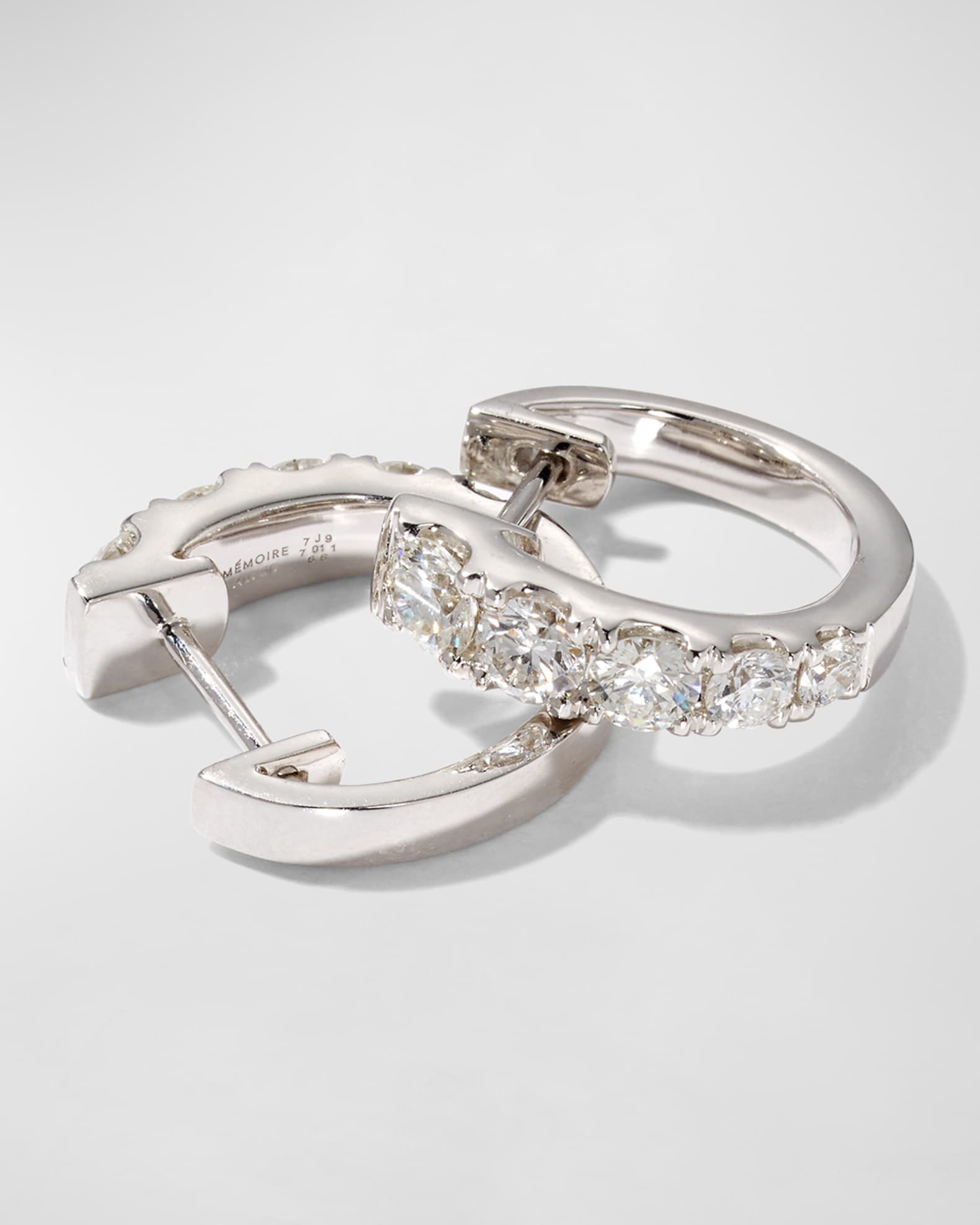 Memoire White Gold Graduated Diamond Huggie Earrings, 0.98tcw | Neiman ...