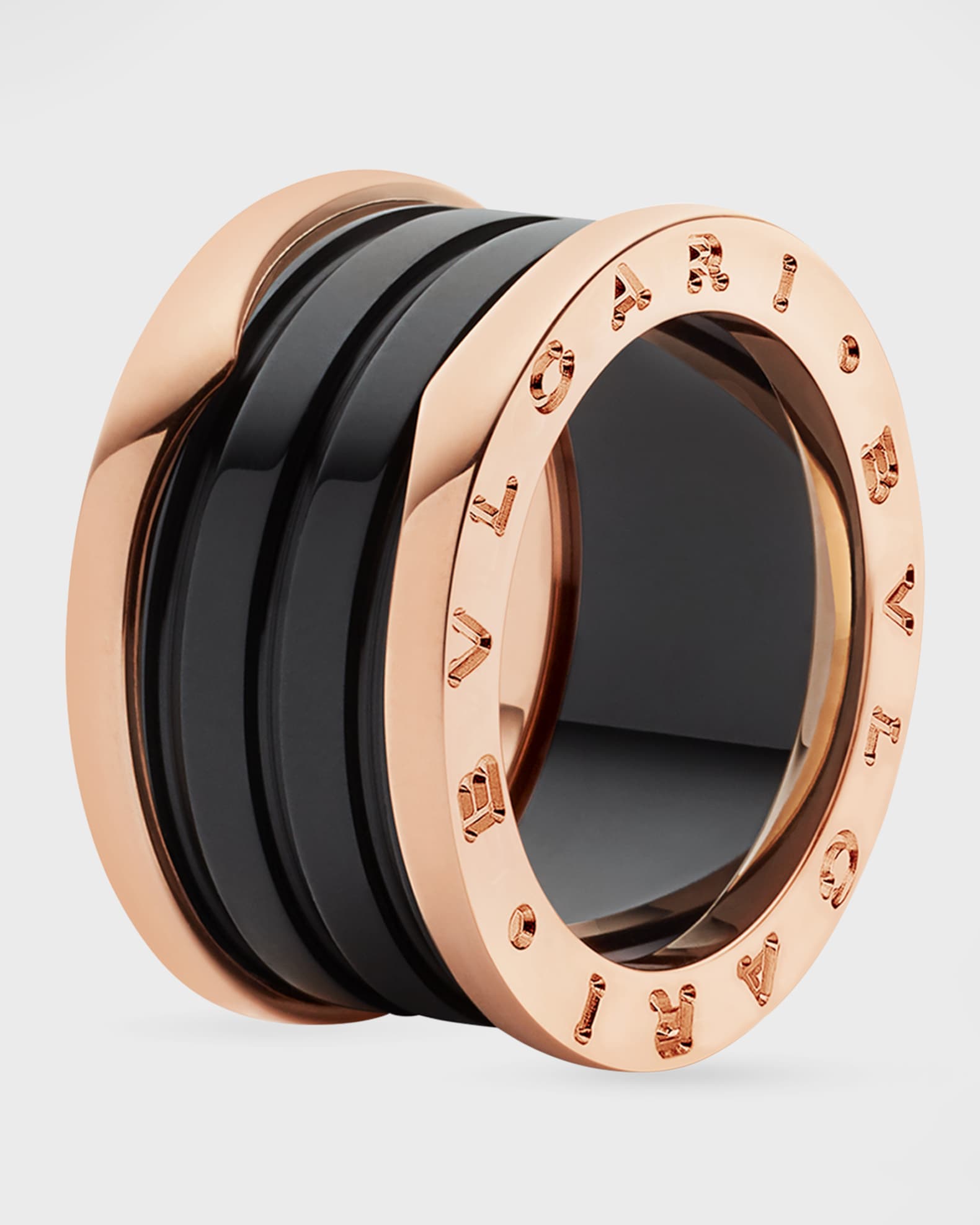 BVLGARI B.Zero1 18K Rose Gold Black Ceramic Ring | Neiman Marcus