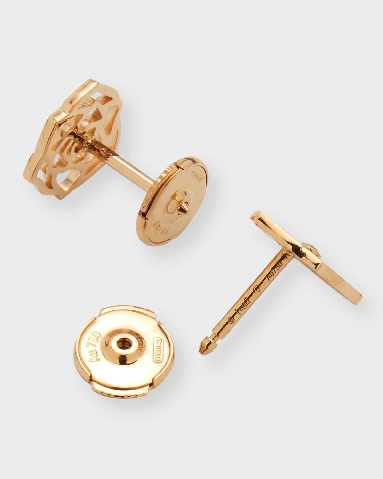 PIAGET Rose 18K Rose Gold Lace Diamond Earrings | Neiman Marcus