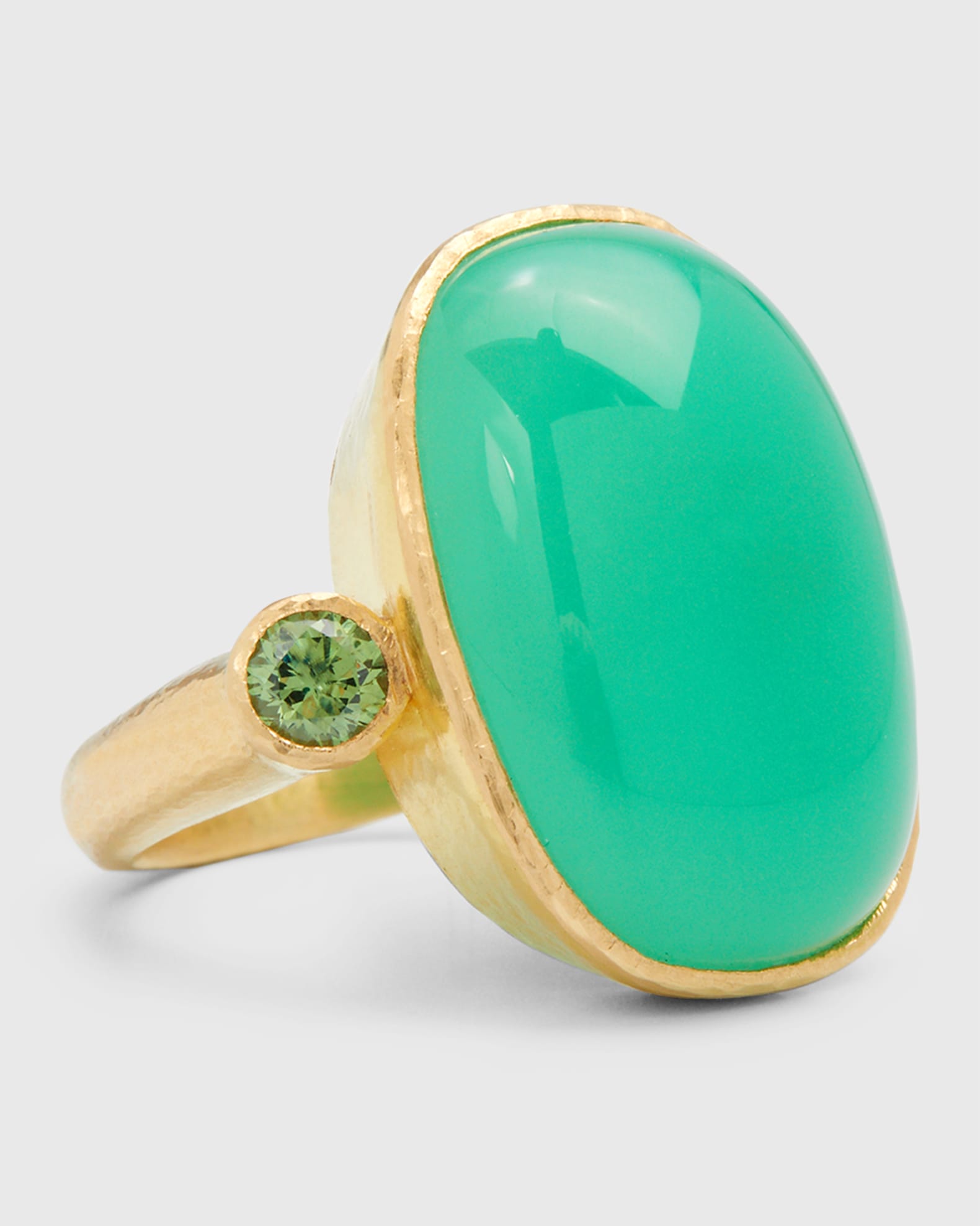 Elizabeth Locke 19K Chrysoprase Ring with Demantoid Garnets | Neiman Marcus