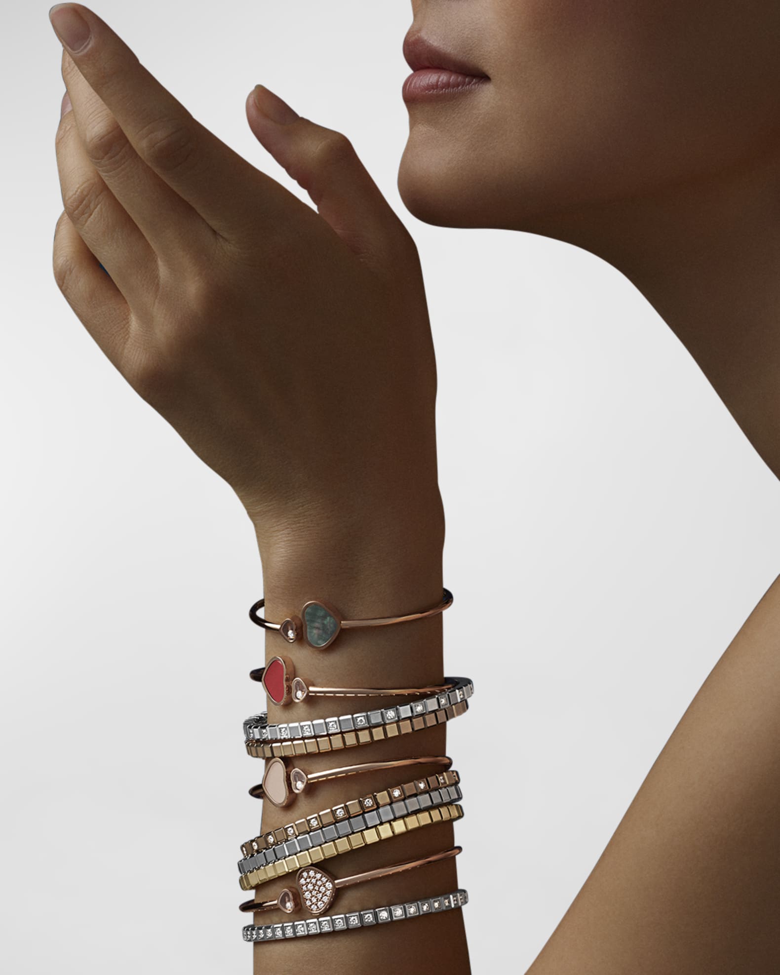 Chopard Happy Hearts 18k Rose Gold Pave Diamond Bangle Bracelet ...