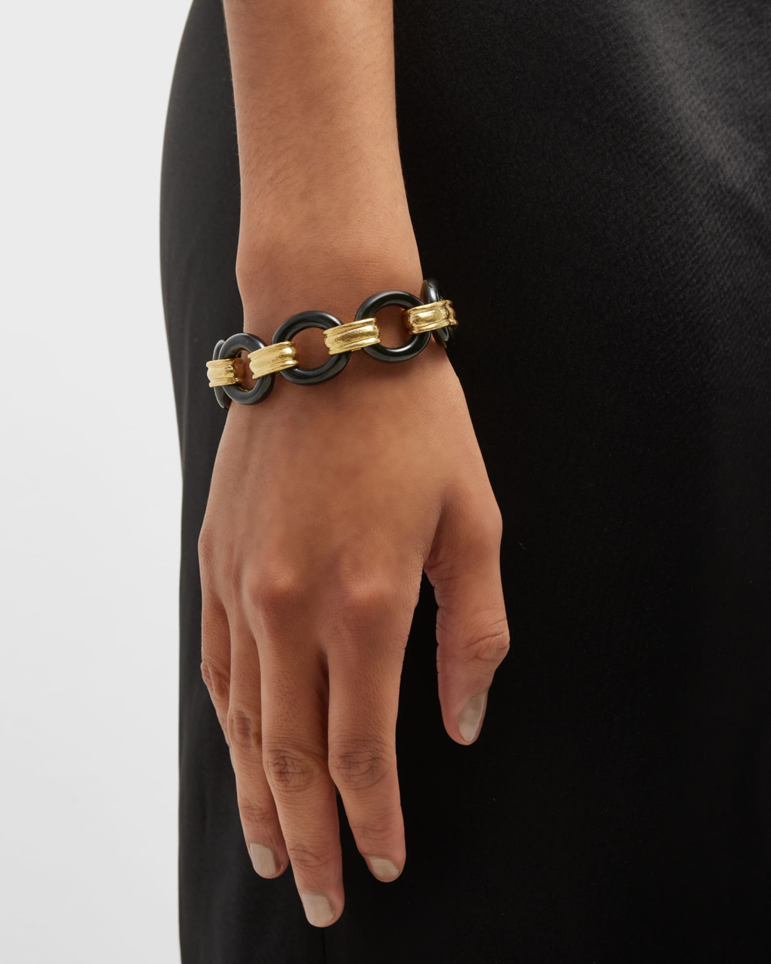 Elizabeth Locke 19K Large Black Jade and Gold Connector Bracelet ...