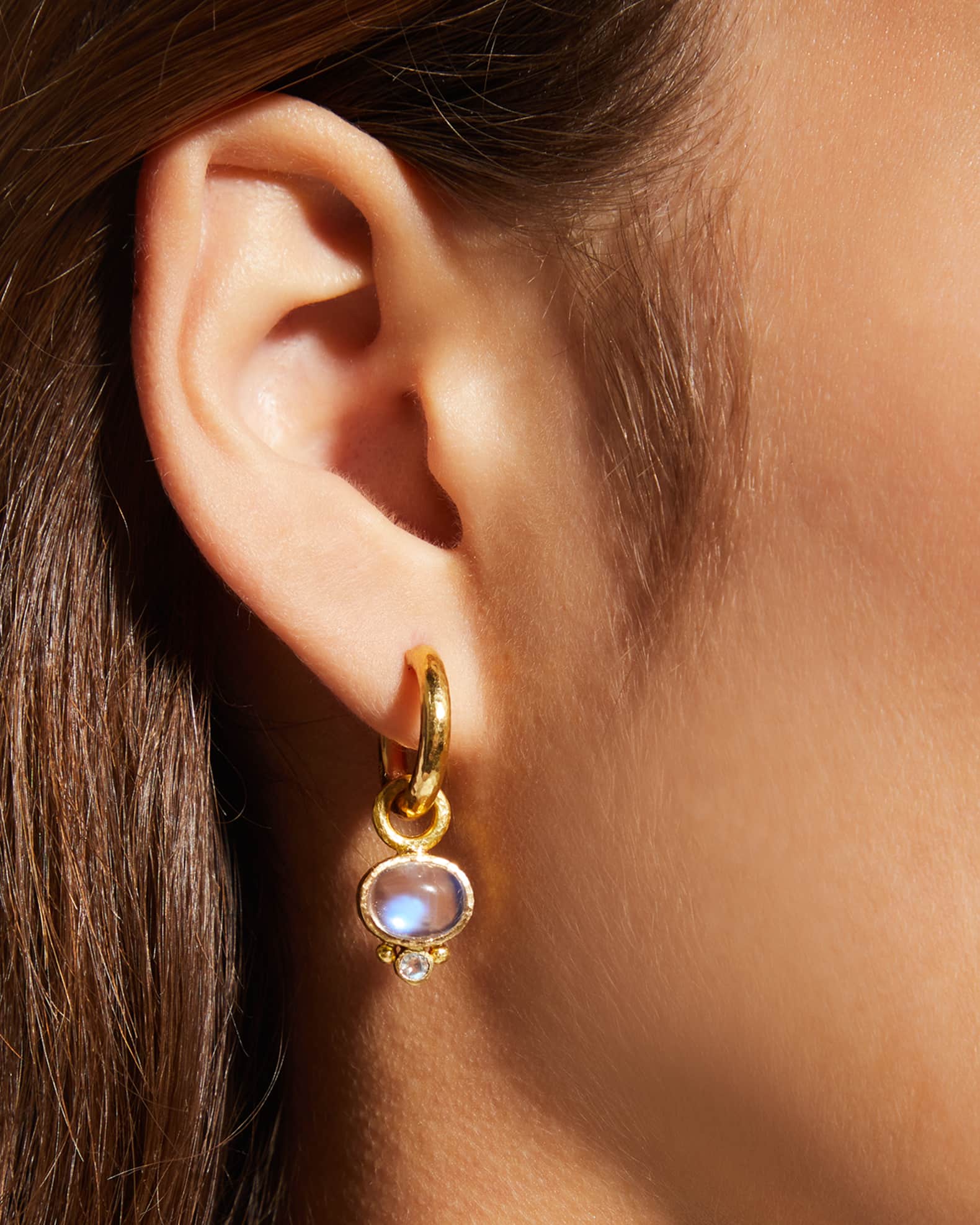 Elizabeth Locke 19k Cabochon Moonstone Earring Pendants | Neiman Marcus