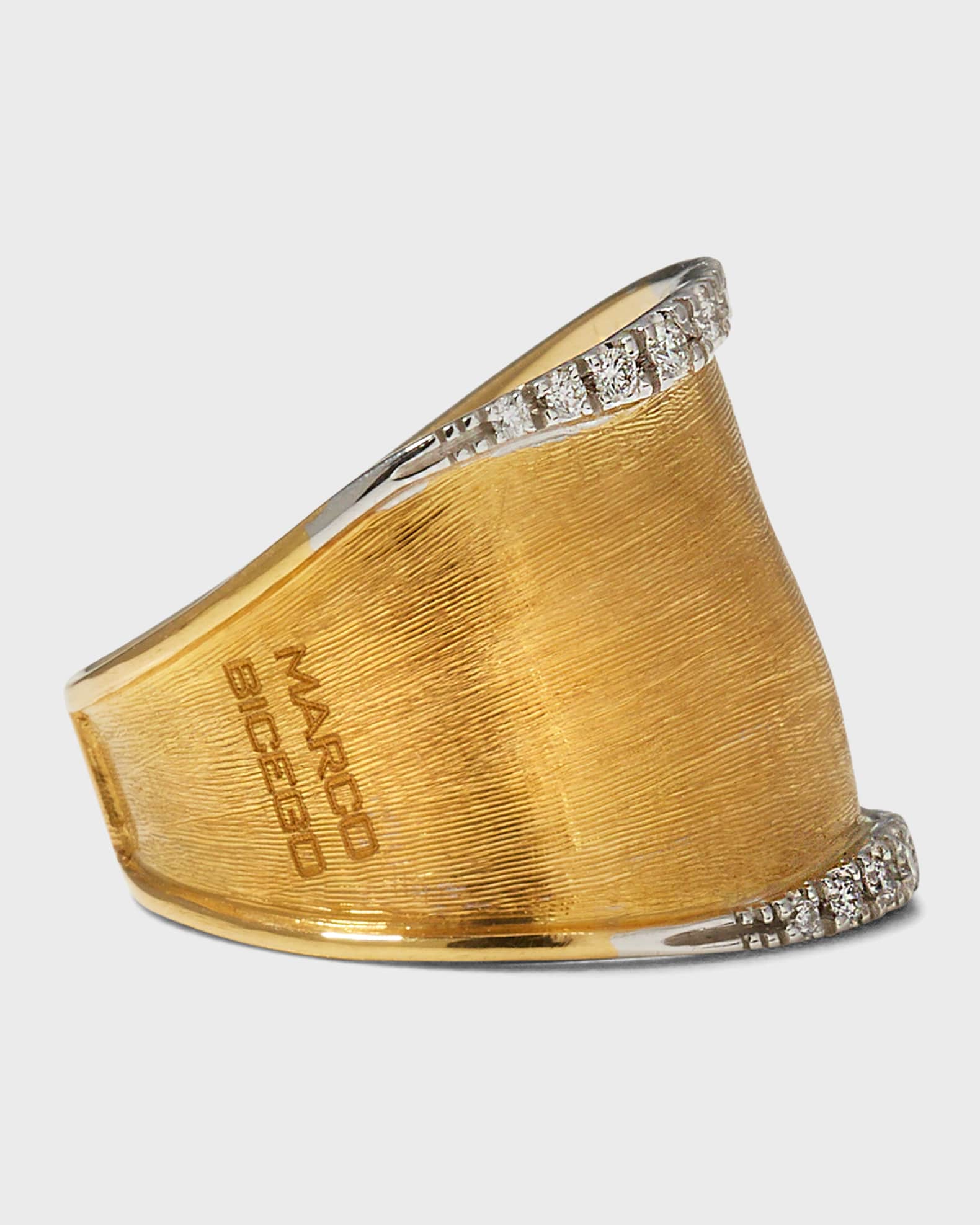 Marco Bicego Lunaria 18K Gold Medium Band Ring with Diamonds | Neiman ...
