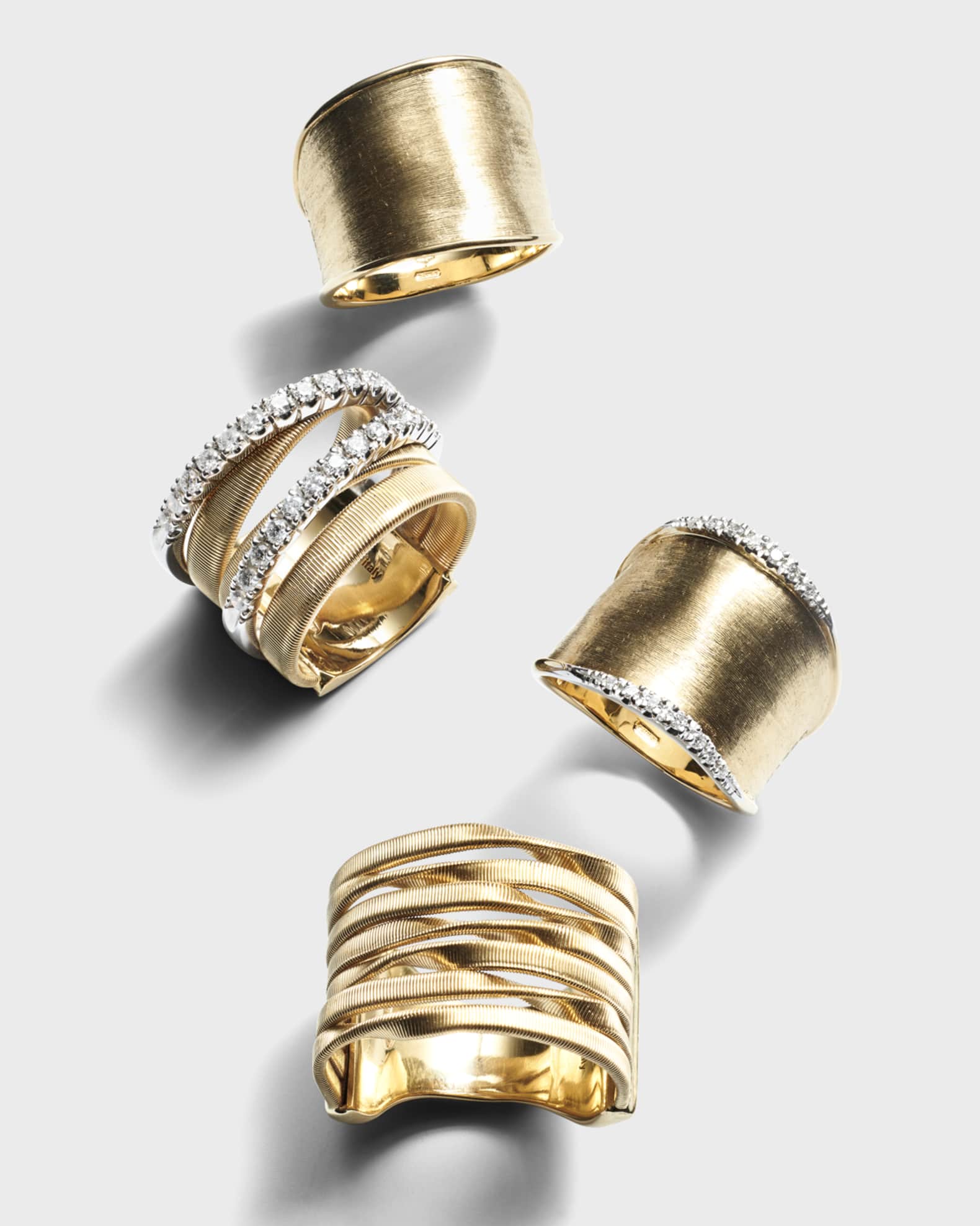 Marco Bicego Lunaria 18K Gold Medium Band Ring with Diamonds | Neiman Marcus