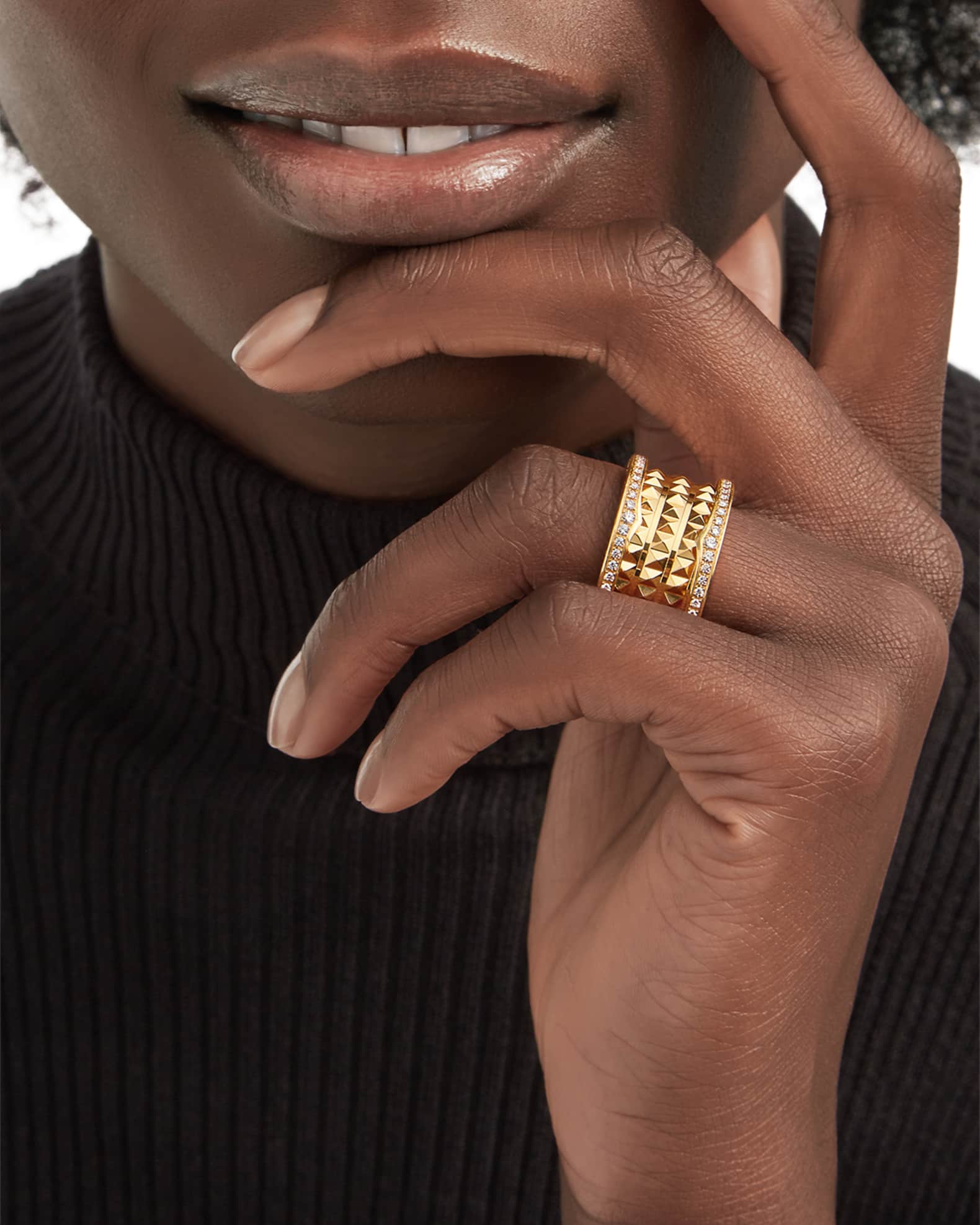 BVLGARI B.Zero1 Rock 18k Diamond Edge 4-Band Ring, EU 55 / US 7.25 ...