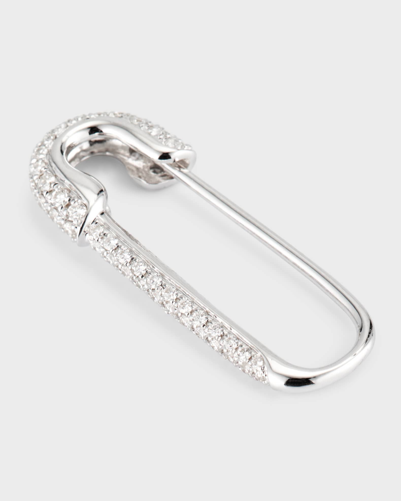 Anita Ko 18k White Gold Diamond Safety Pin Earring, Single (Right ...