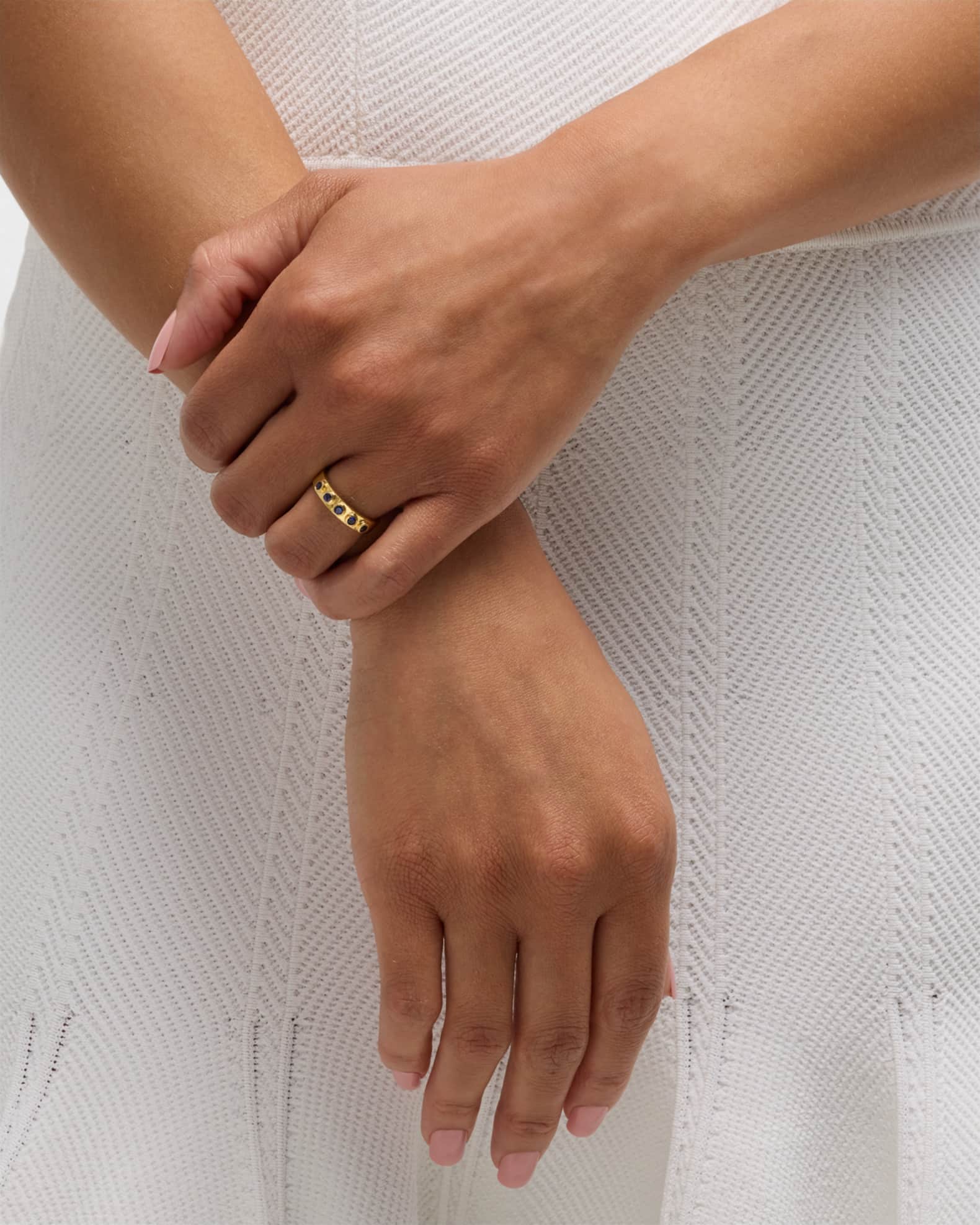 Elizabeth Locke 19K Flat Ribbon Stack Ring with 2.5mm Blue Sapphires ...