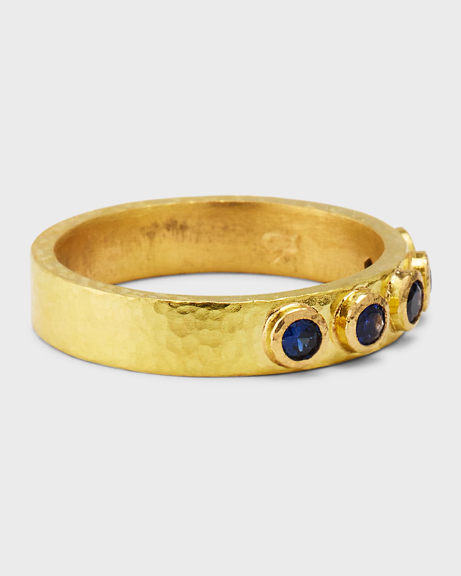 Elizabeth Locke 19K Flat Ribbon Stack Ring with 2.5mm Blue Sapphires ...