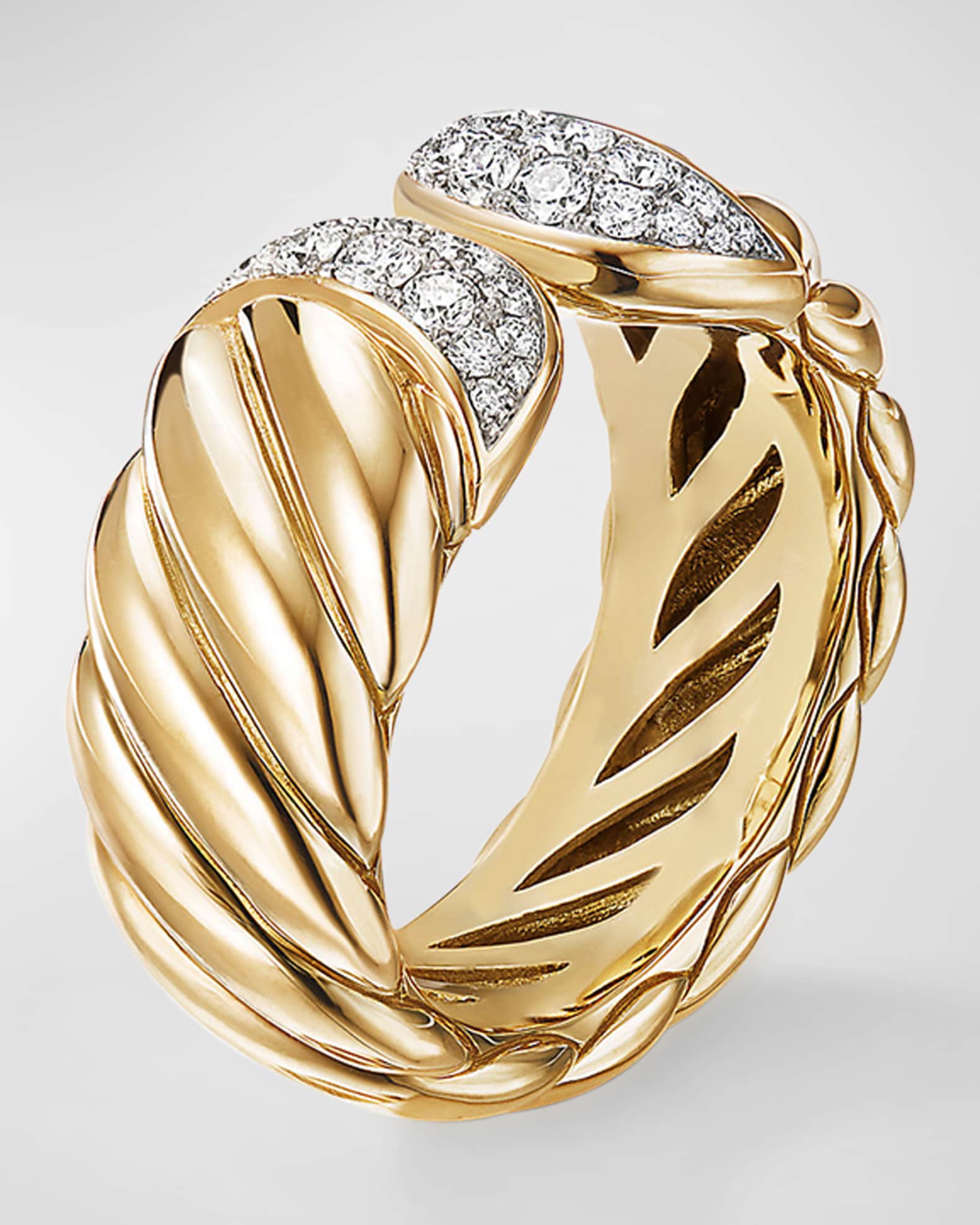 David Yurman Sculpted Cable Ring with Diamonds in 18K Gold, 10mm ...