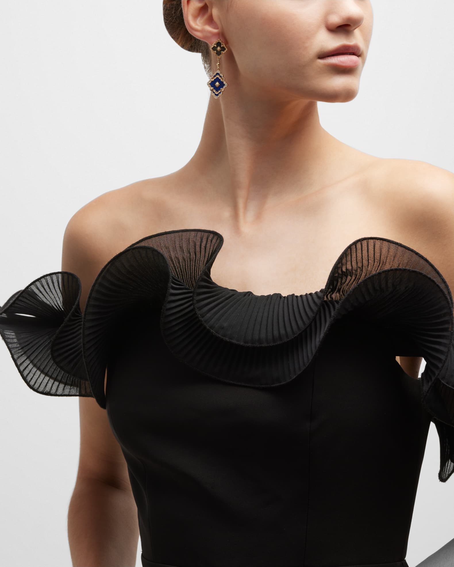 Buccellati Opera Tulle 18K Blue Enamel Diamond Drop Earrings | Neiman ...