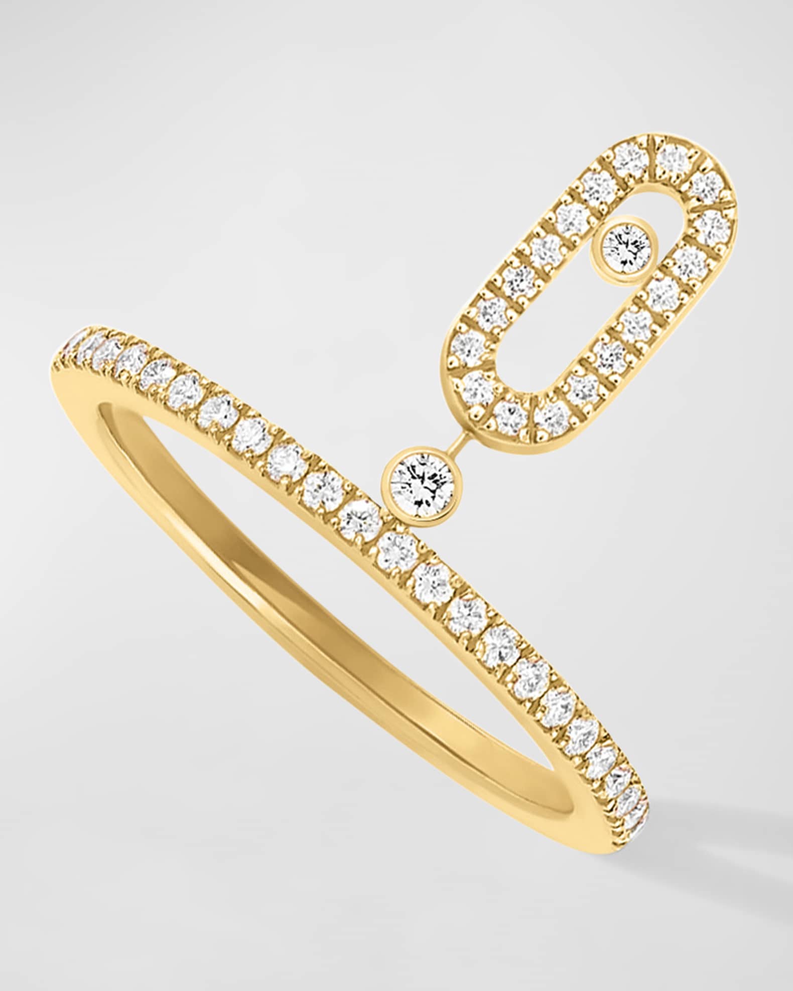 Messika Move Uno 18K Yellow Gold Pave Drop Diamond Ring | Neiman Marcus