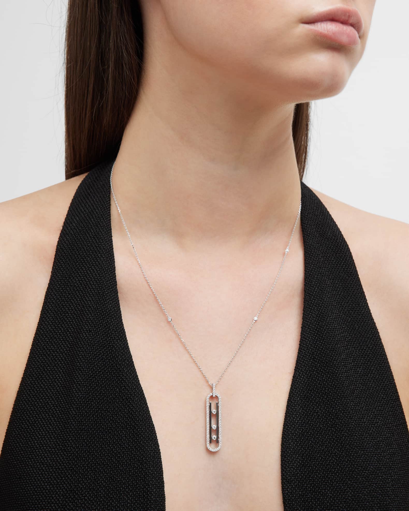Messika Move 10th 18K White Gold Diamond Necklace | Neiman Marcus