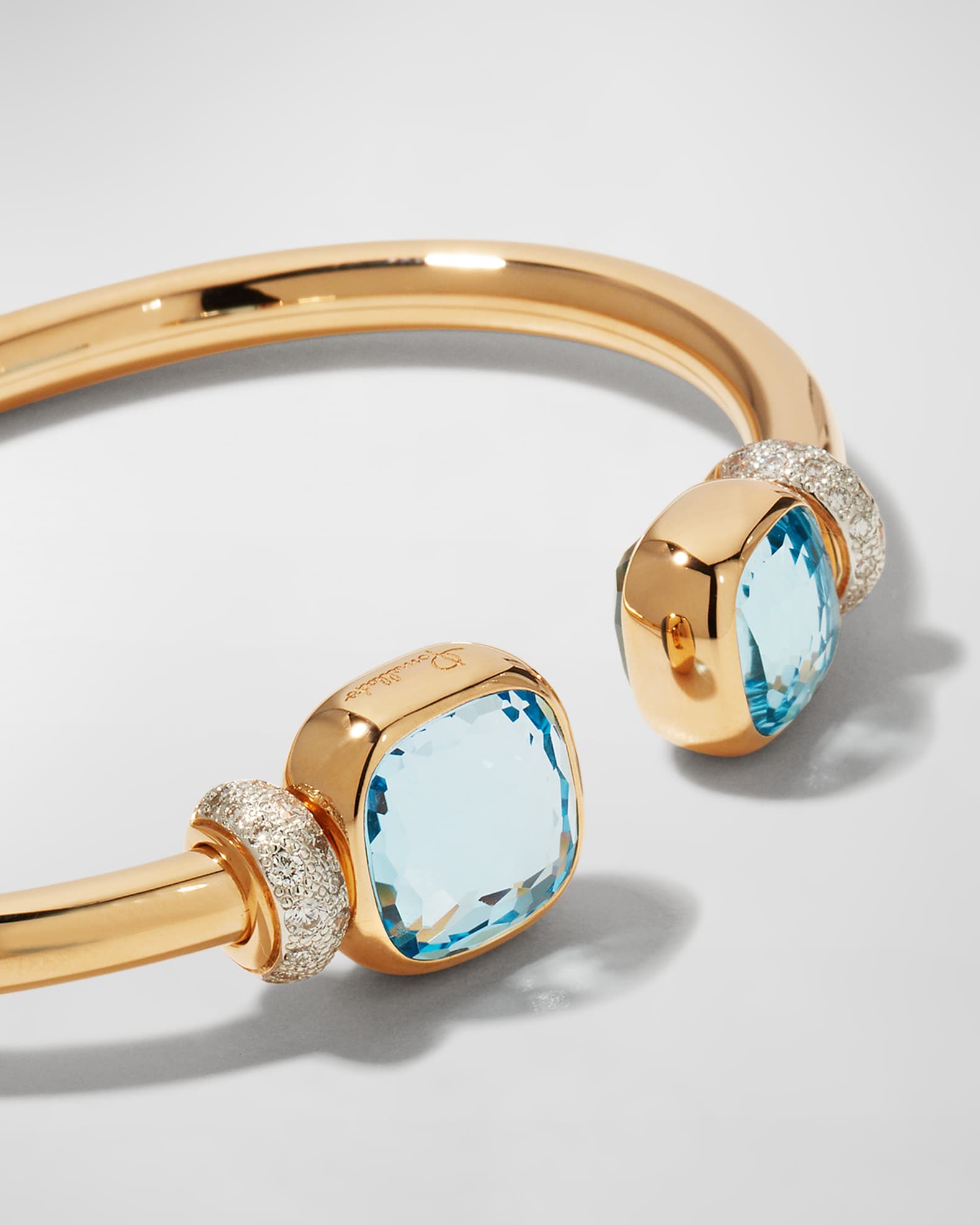Pomellato Nudo Classic and Petit Rose Gold Bangle with Sky Blue Topaz, Size M | Neiman Marcus