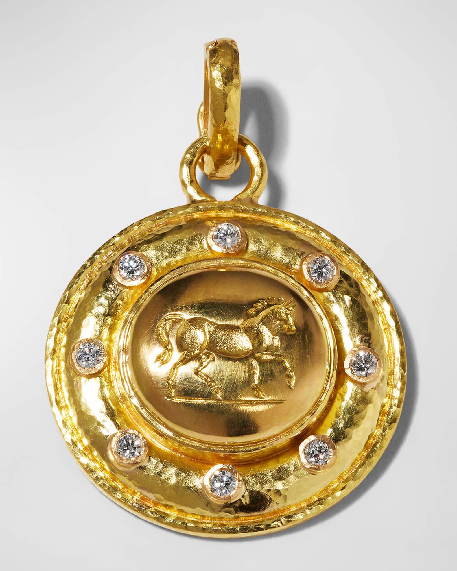 Elizabeth Locke 19k Roman Horse Diamond-Trim Pendant | Neiman Marcus