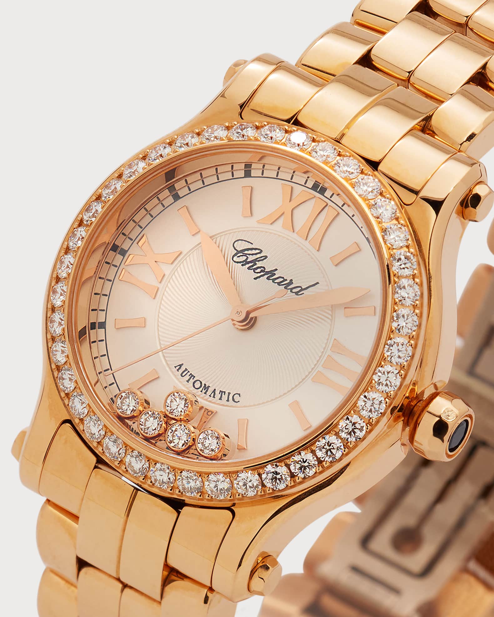Chopard Happy Sport 18k Rose Gold Diamond Bracelet Watch | Neiman Marcus