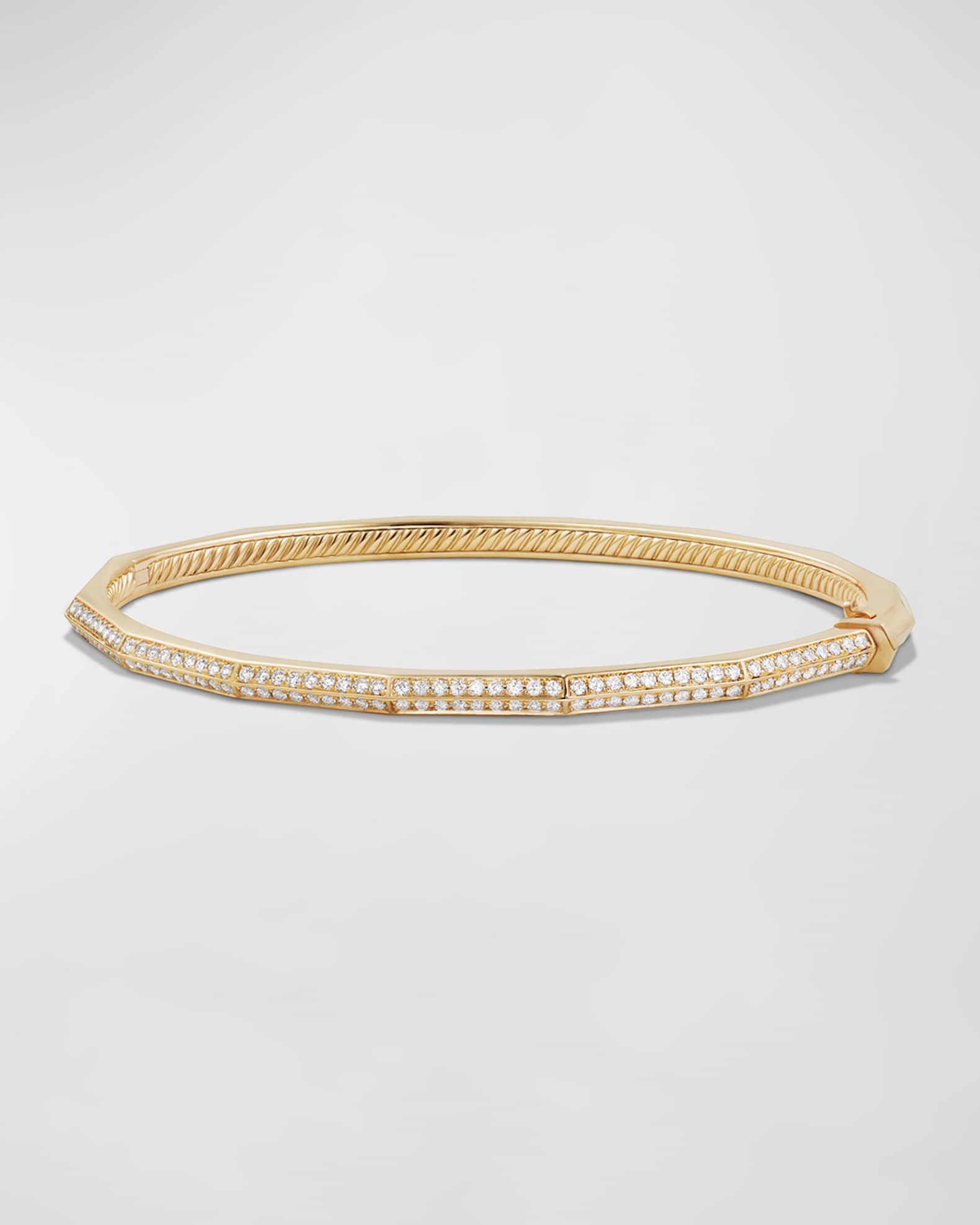 David Yurman Stax 18k Gold Faceted Bracelet with Diamonds | Neiman Marcus