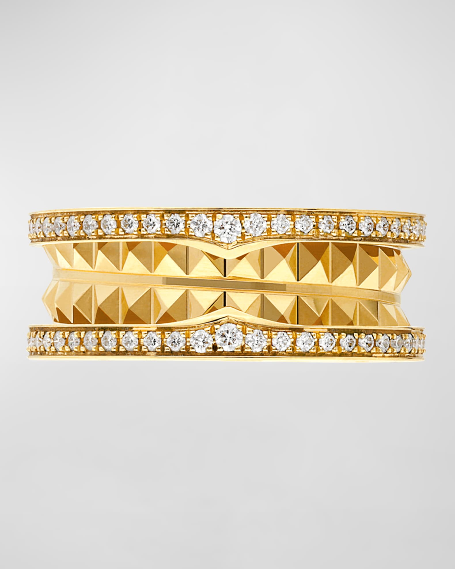 BVLGARI B.Zero1 18K Yellow Gold Diamond Edge Ring | Neiman Marcus