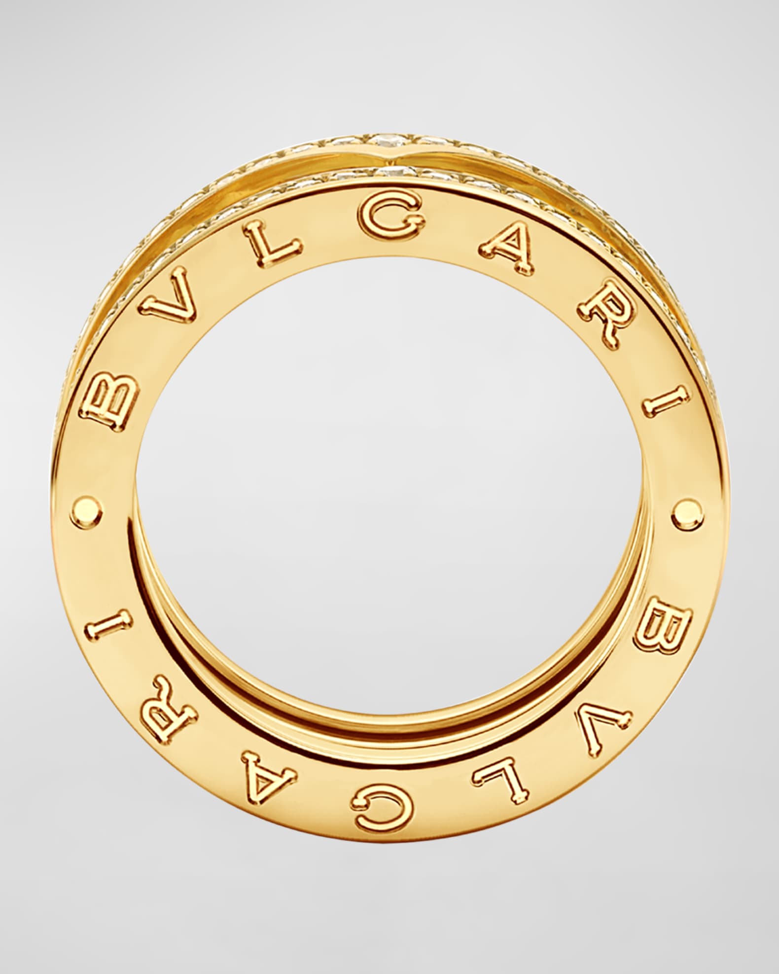 BVLGARI B.Zero1 18K Yellow Gold Diamond Edge Ring | Neiman Marcus
