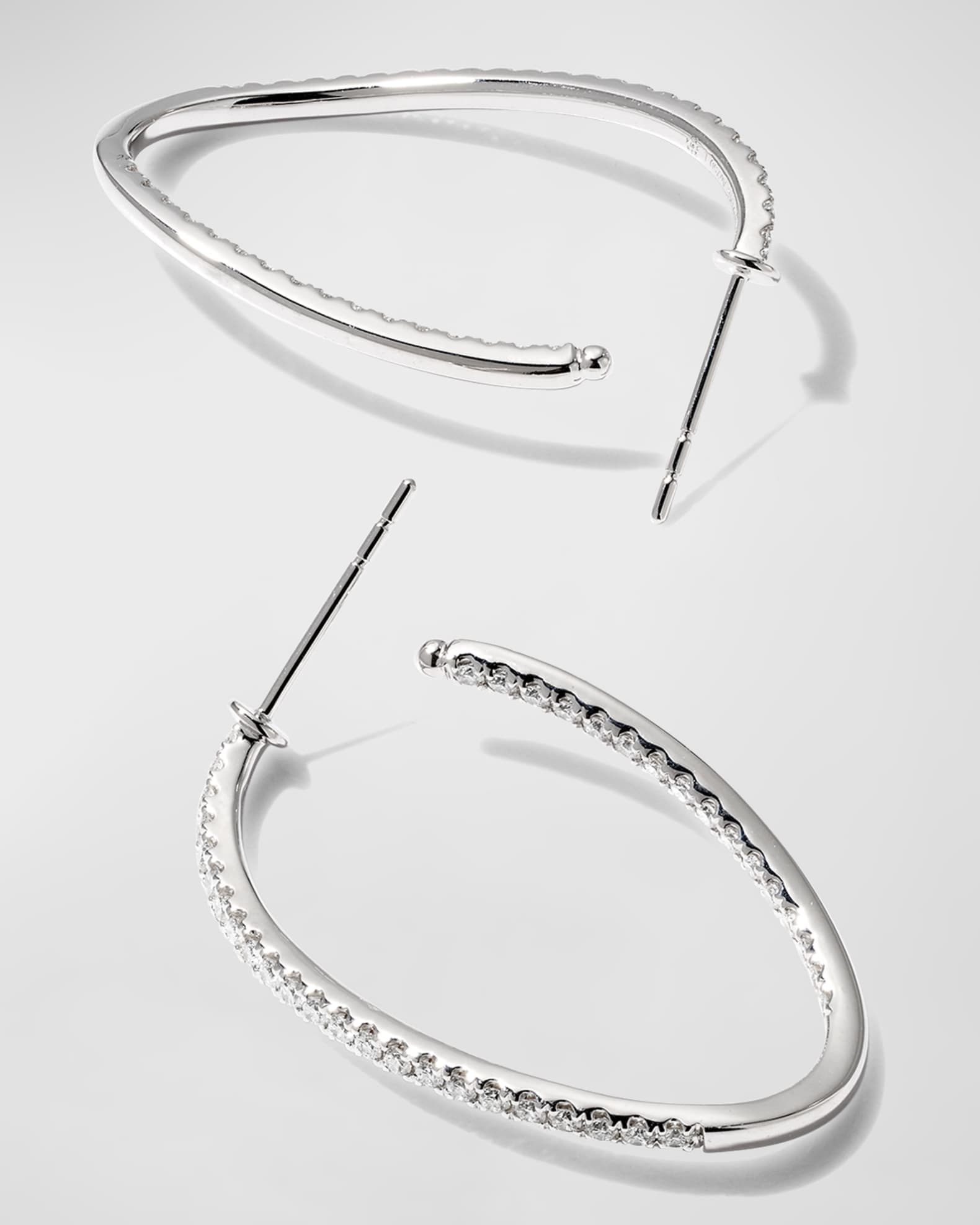 Memoire 18k White Gold Diamond J-Twist Hoop Earrings, 0.99tcw | Neiman ...