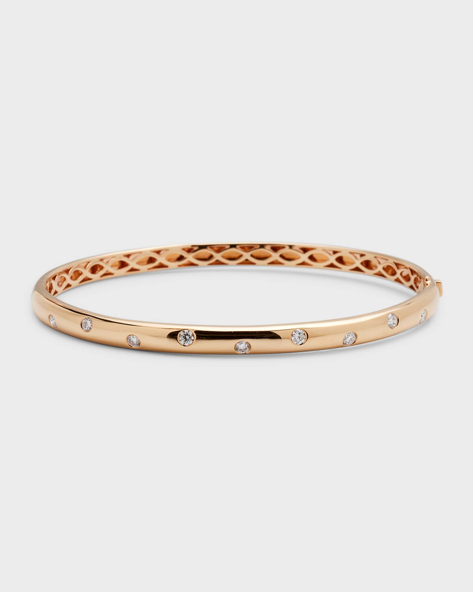 Memoire 18k Rose Gold 9-Diamond Oval Bangle | Neiman Marcus