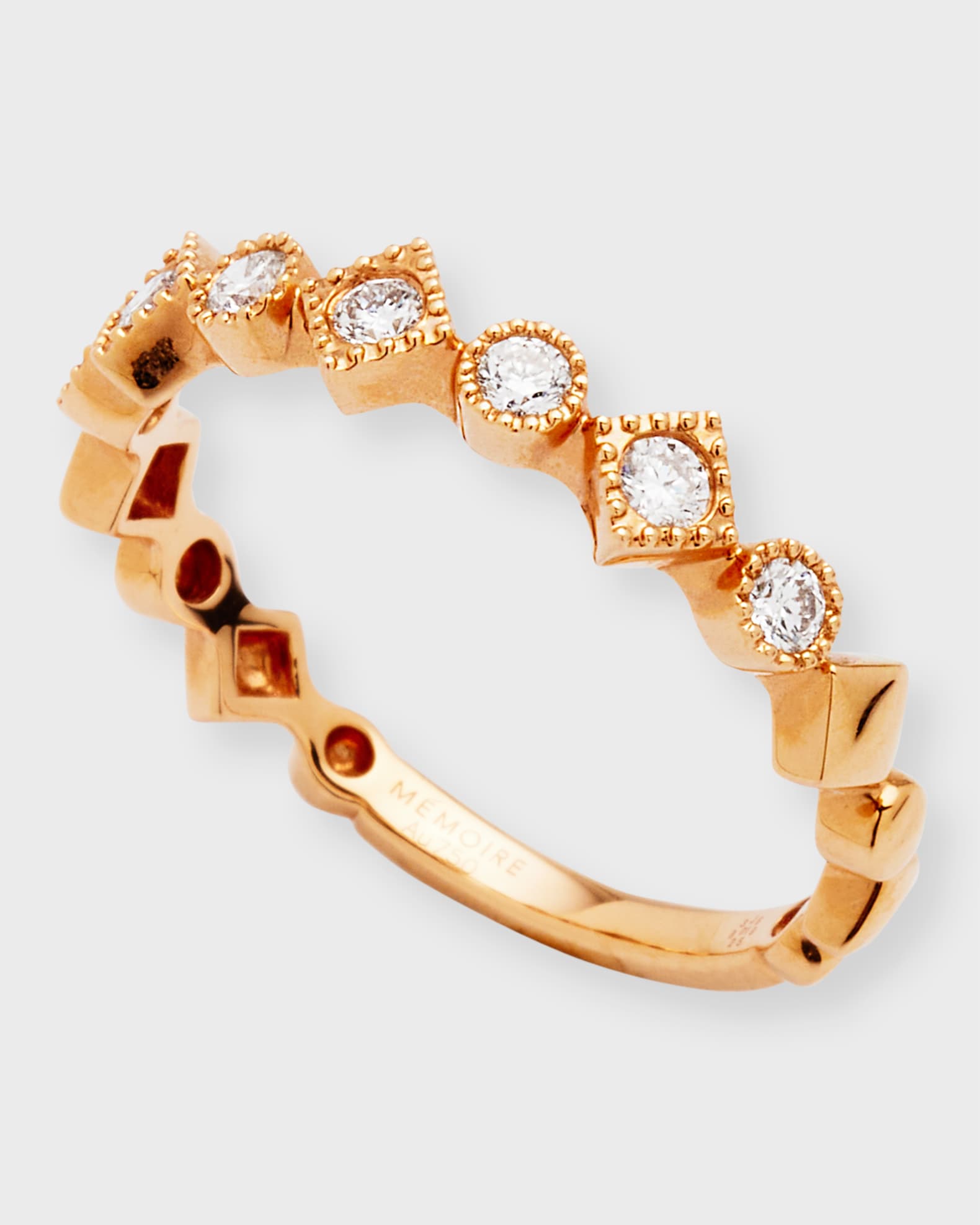 Memoire Stackables 18k Yellow Gold Diamond Round & Square Ring, Size 6. ...