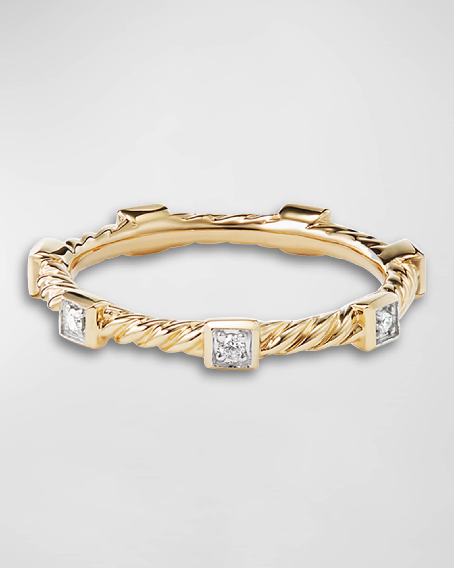 David Yurman Cable Collectibles 18K Diamond Stacking Ring, Size 9 ...